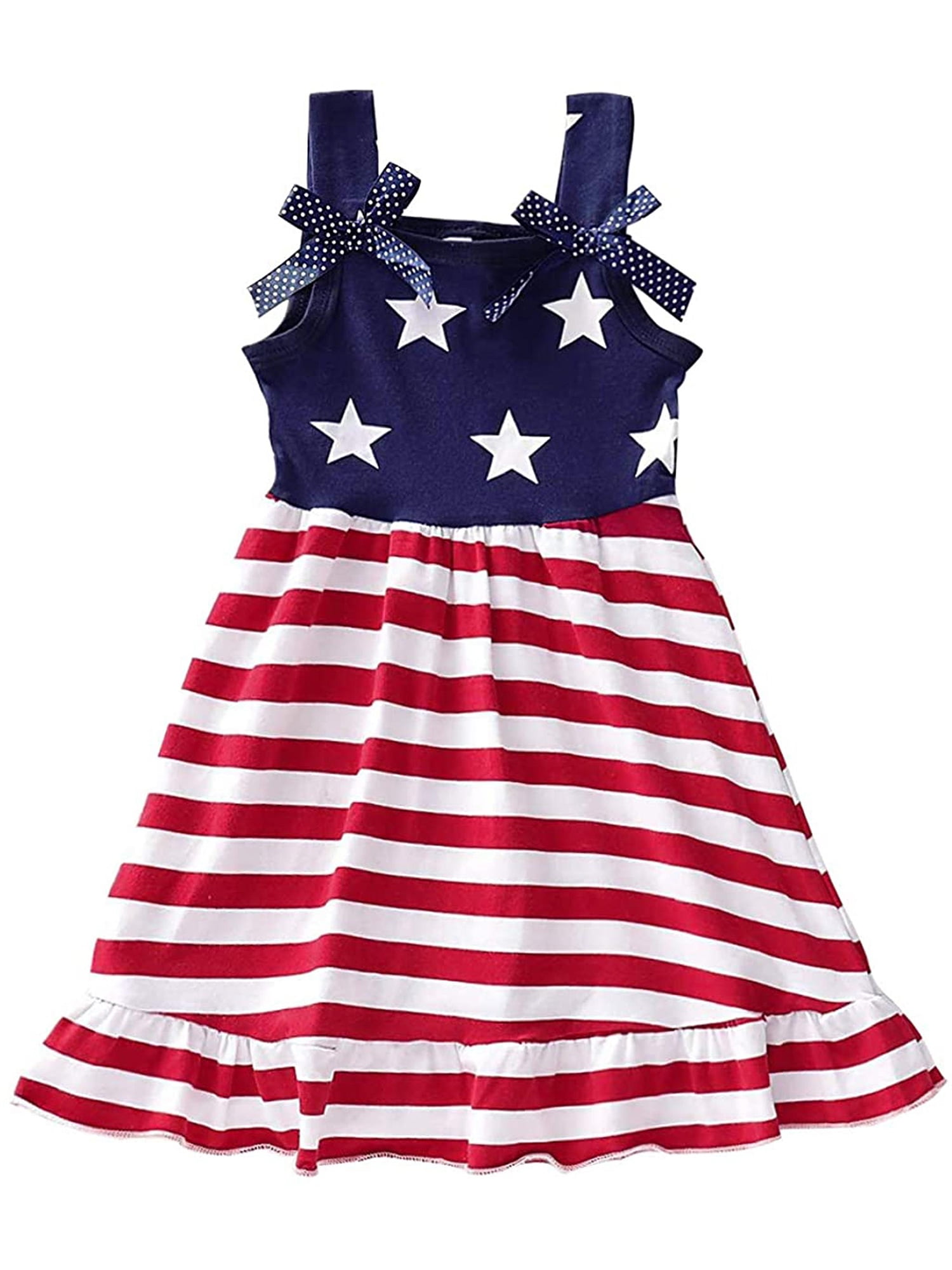 Little Hand Toddler Girls American Flag Dresses Patriotic Sleeveless ...