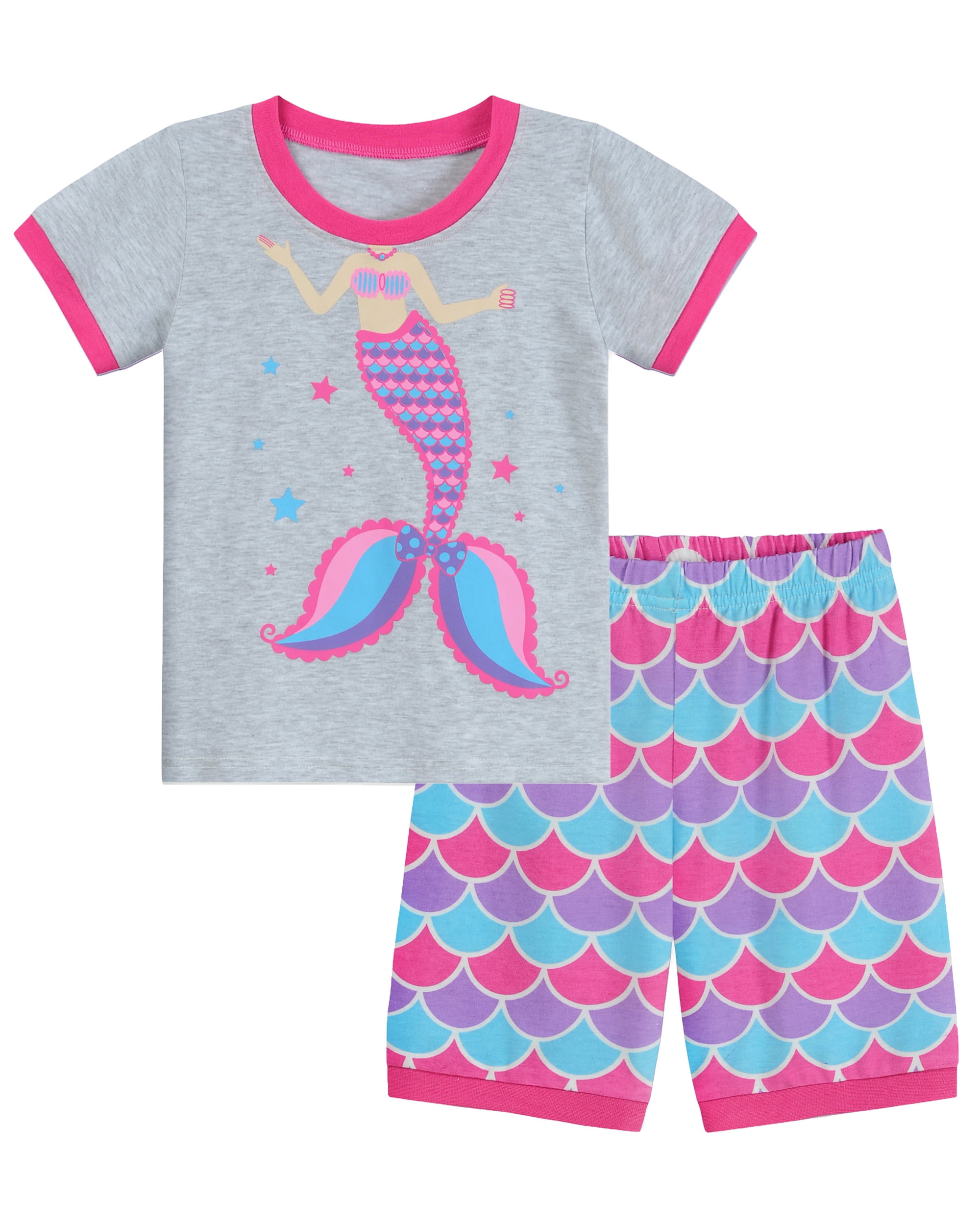 Little Hand Toddler Girls Mermaid Sleepwear Short Sleeve Pjamams Set 5t ...