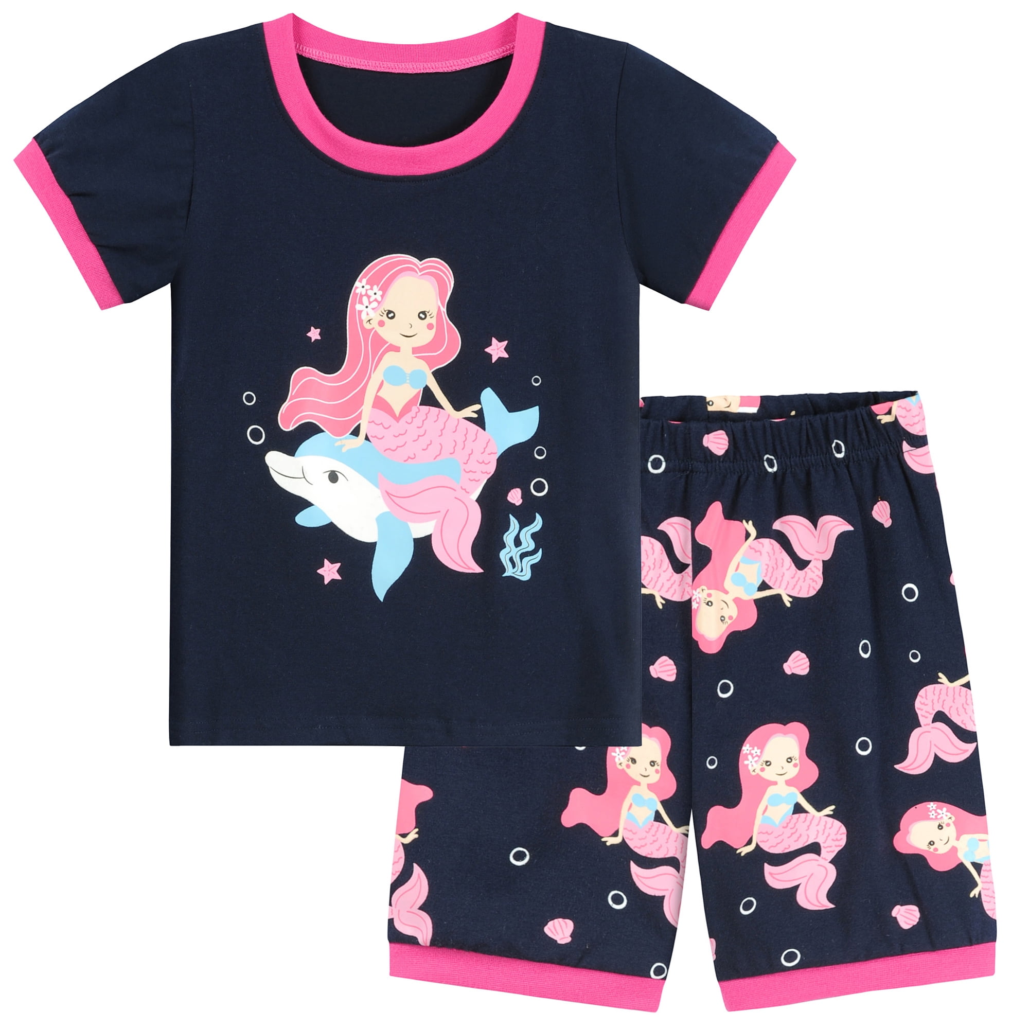 Little Hand Toddler Girls Pajamas Set Mermaid Short Pjs Summer Cotton ...