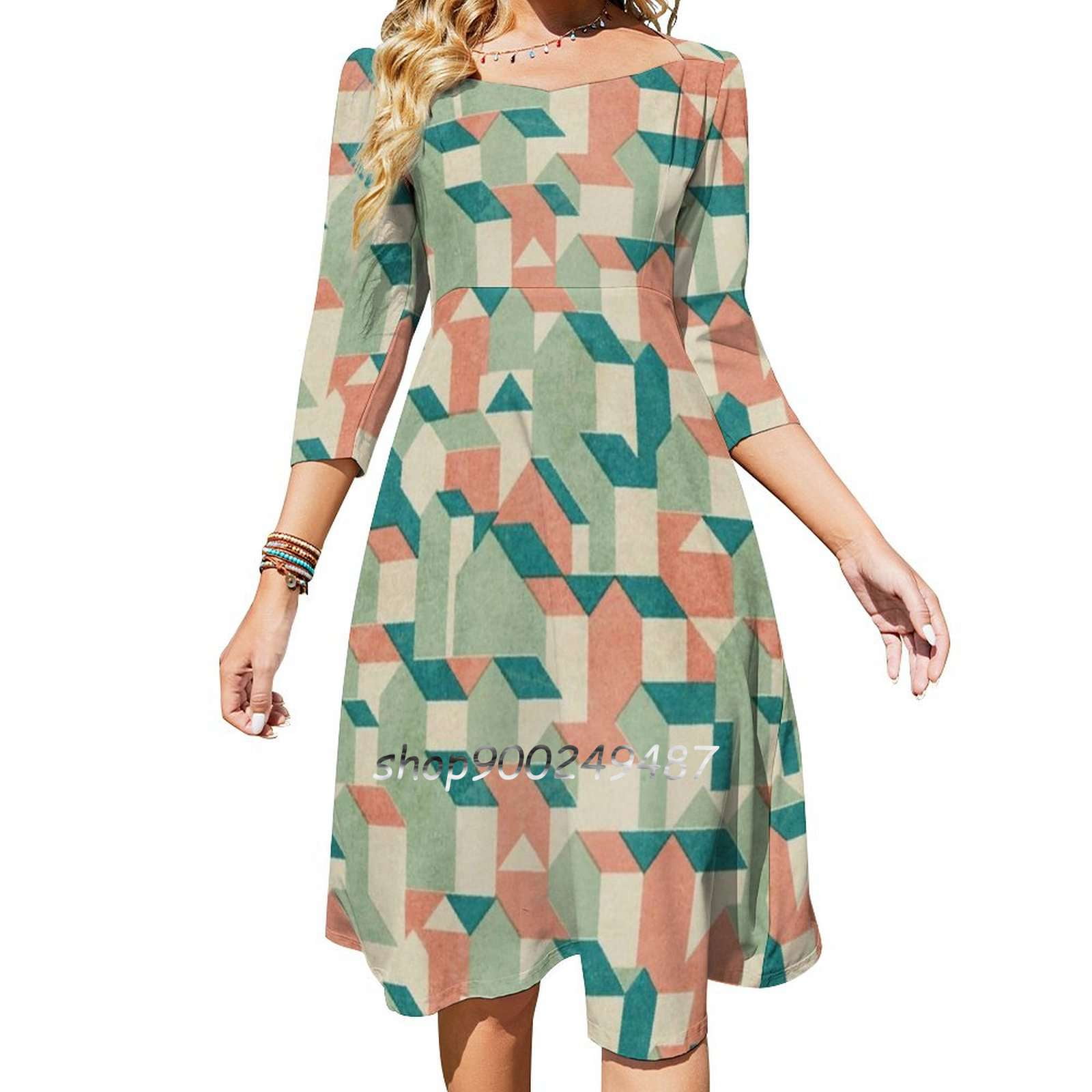 Little House Pattern ( Set 02 ) Square Neck Dress New Plus Size Elegant ...