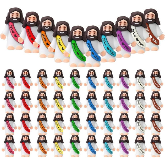 Little Jesus Figures - 100 Pack Mini Jesus Figurines Bulk, 10 Color ...