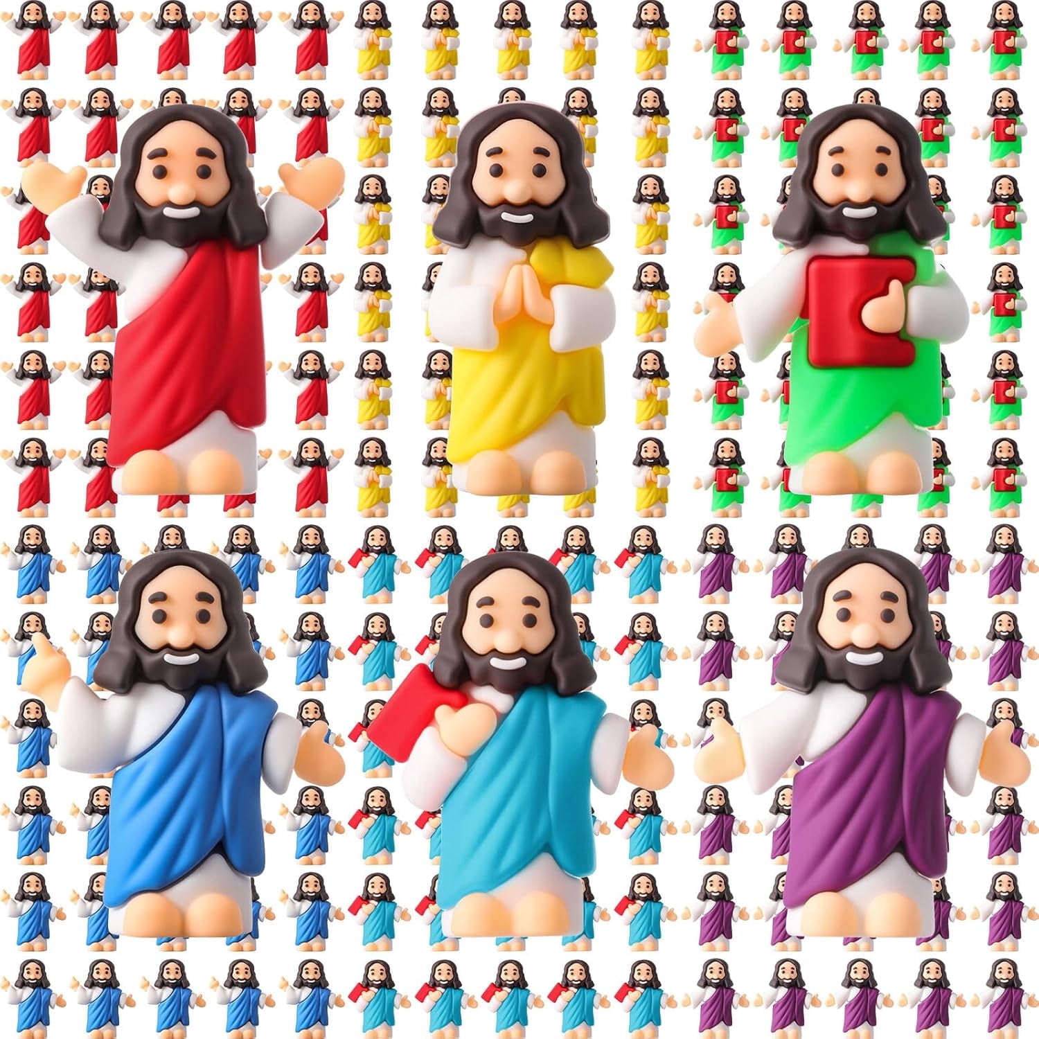 Little Jesus Figures Mini Figurines to Hide Small Rubber Jesus Toys 6 ...