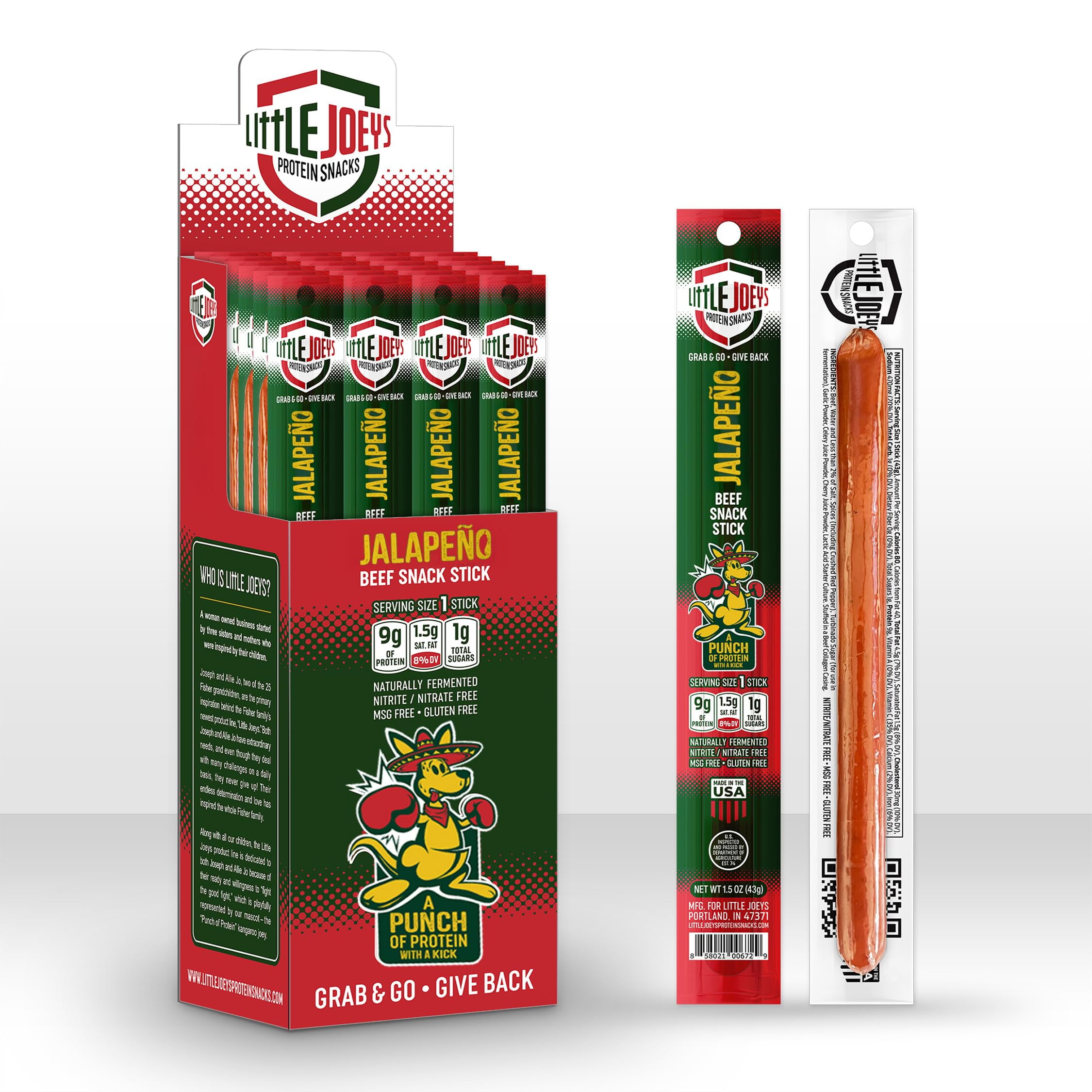 Little Joeys Jalapeno Beef Snack Sticks – 24 Count Box – High Protein ...