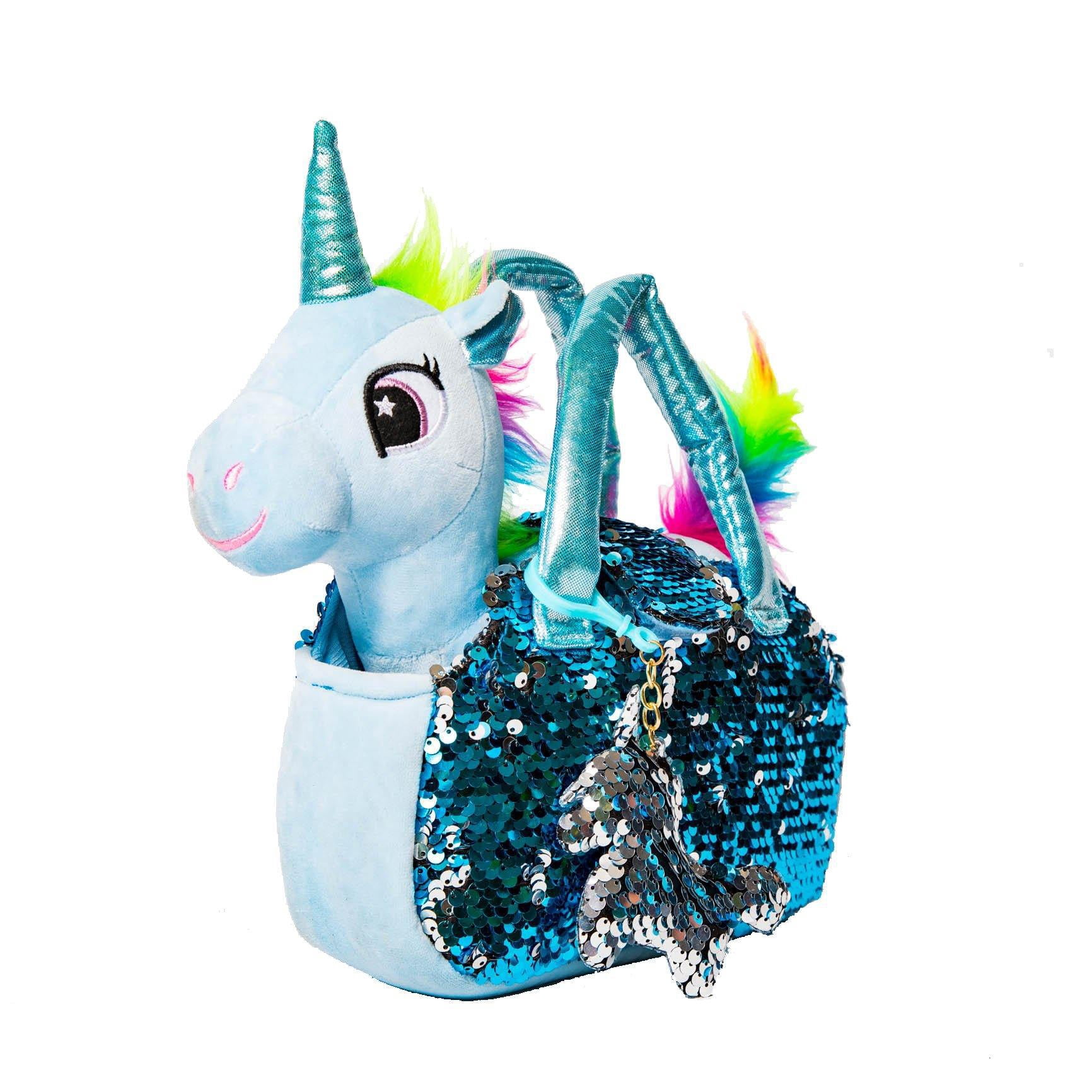 Little Jupiter Pet Plush Set with Bag - Blue Unicorn - Walmart.com
