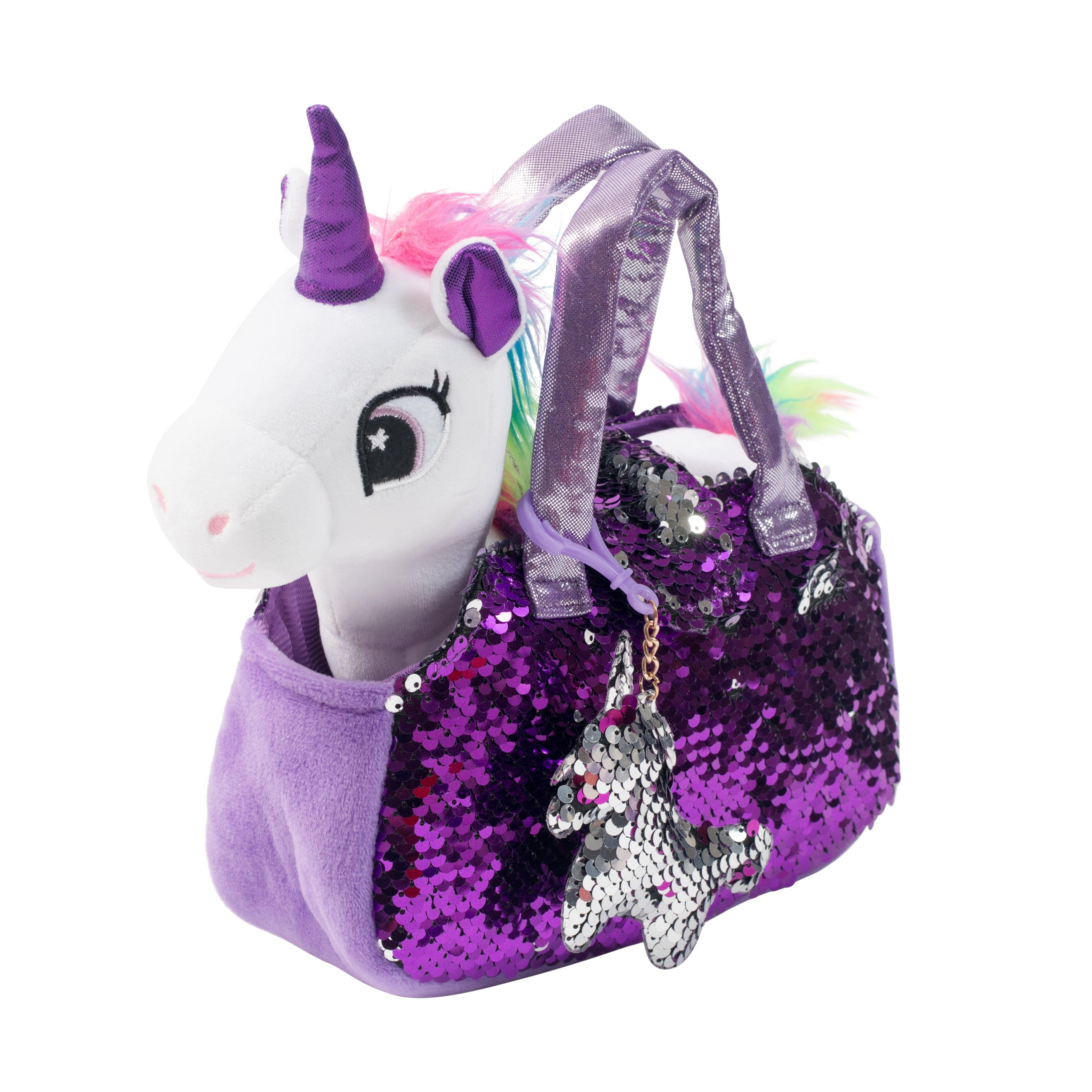 Little Jupiter Pet Plush Set with Bag - White/Purple Unicorn - Walmart.com