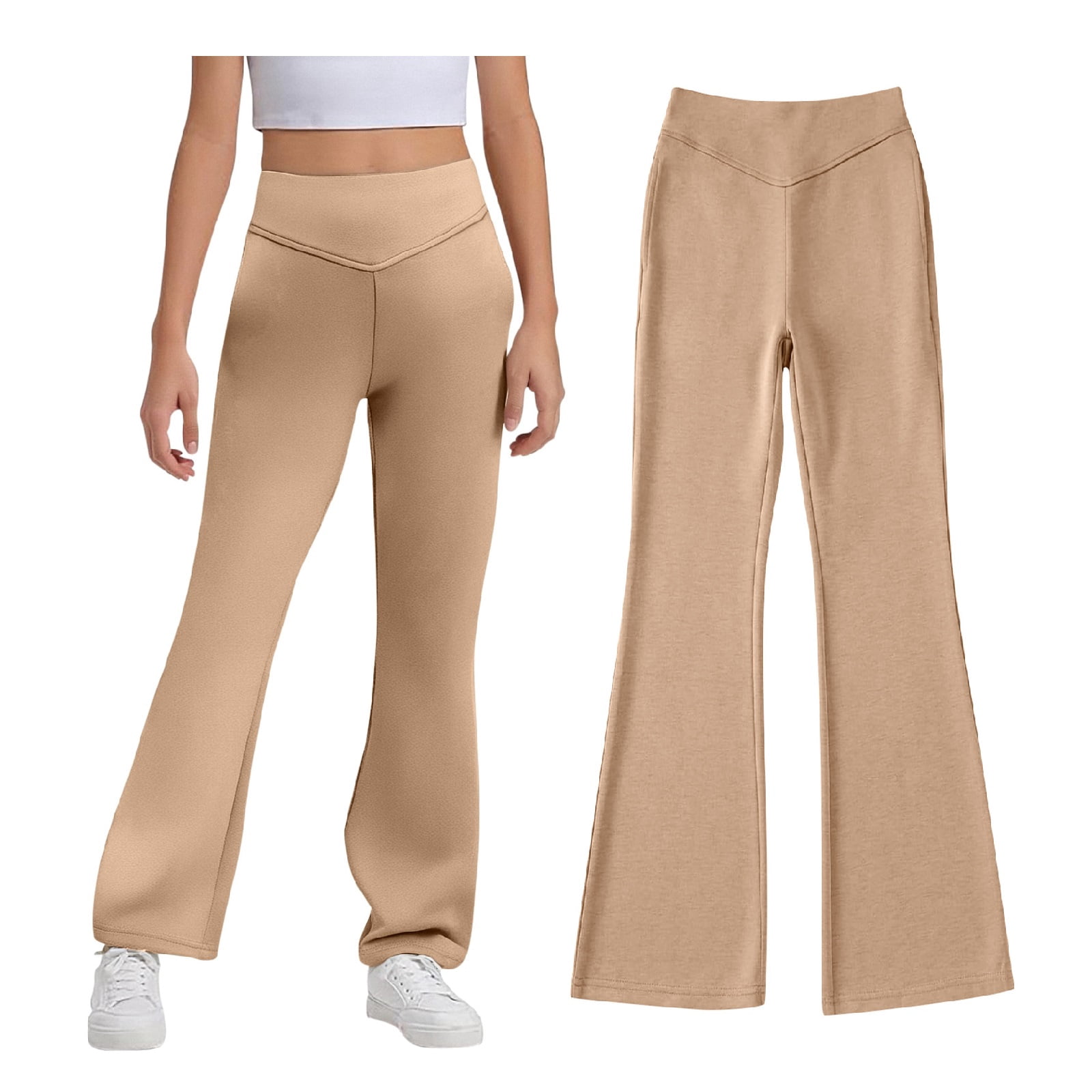 Little Kid 5-14T Girls Flare Leggings Bell Bottoms School Uniform Pants ...