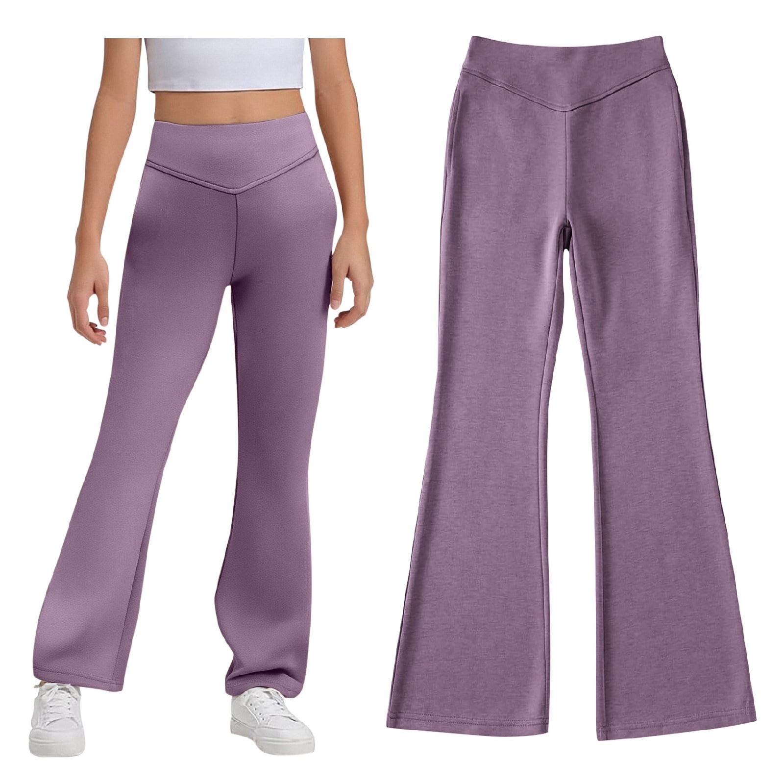 Little Kid 5-14T Girls Flare Leggings Bell Bottoms School Uniform Pants ...