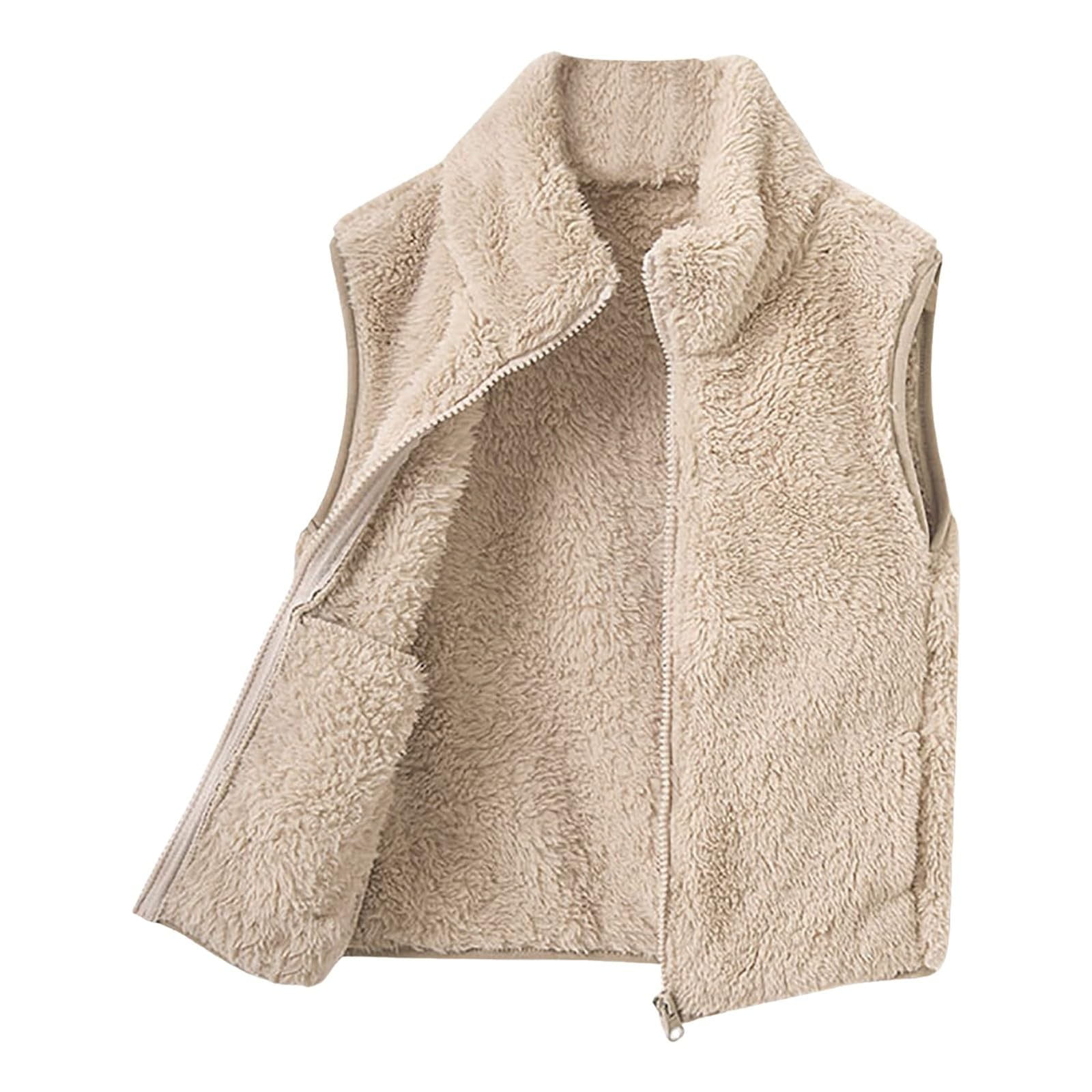 Little Kid Children's Vest Stand Up Collar Sleeveless Teddy Vest Plain ...