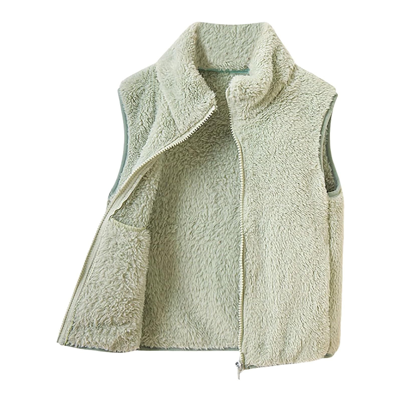Little Kid Children's Vest Stand Up Collar Sleeveless Teddy Vest Plain ...