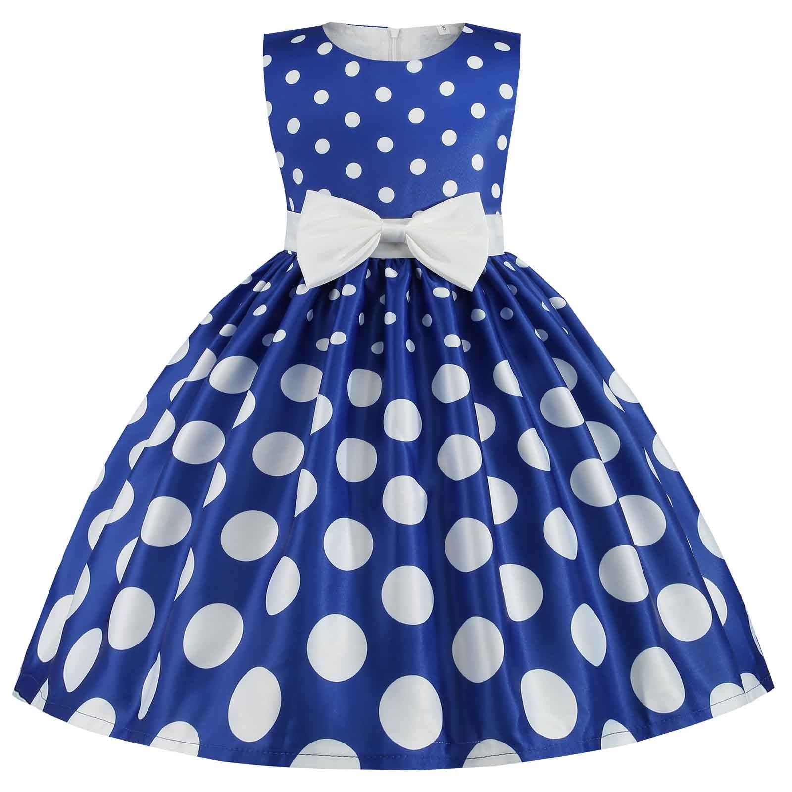 Little Kid Dresses Girls Gown Pageant Party Dot Printed Wedding ...