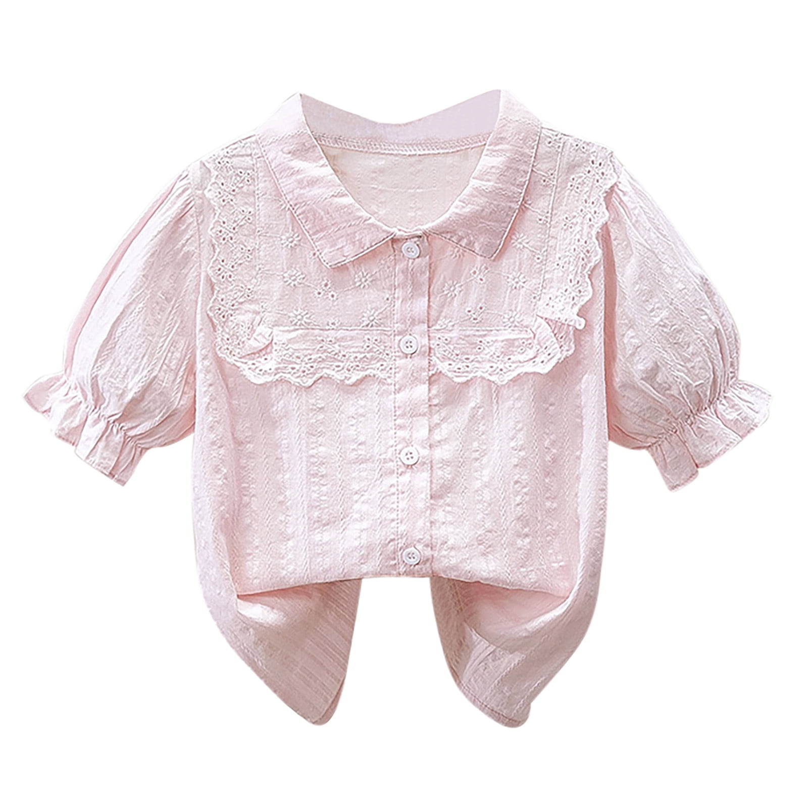 Little Kid Girls Casual Shirt Summer Top With Collar School Style ...