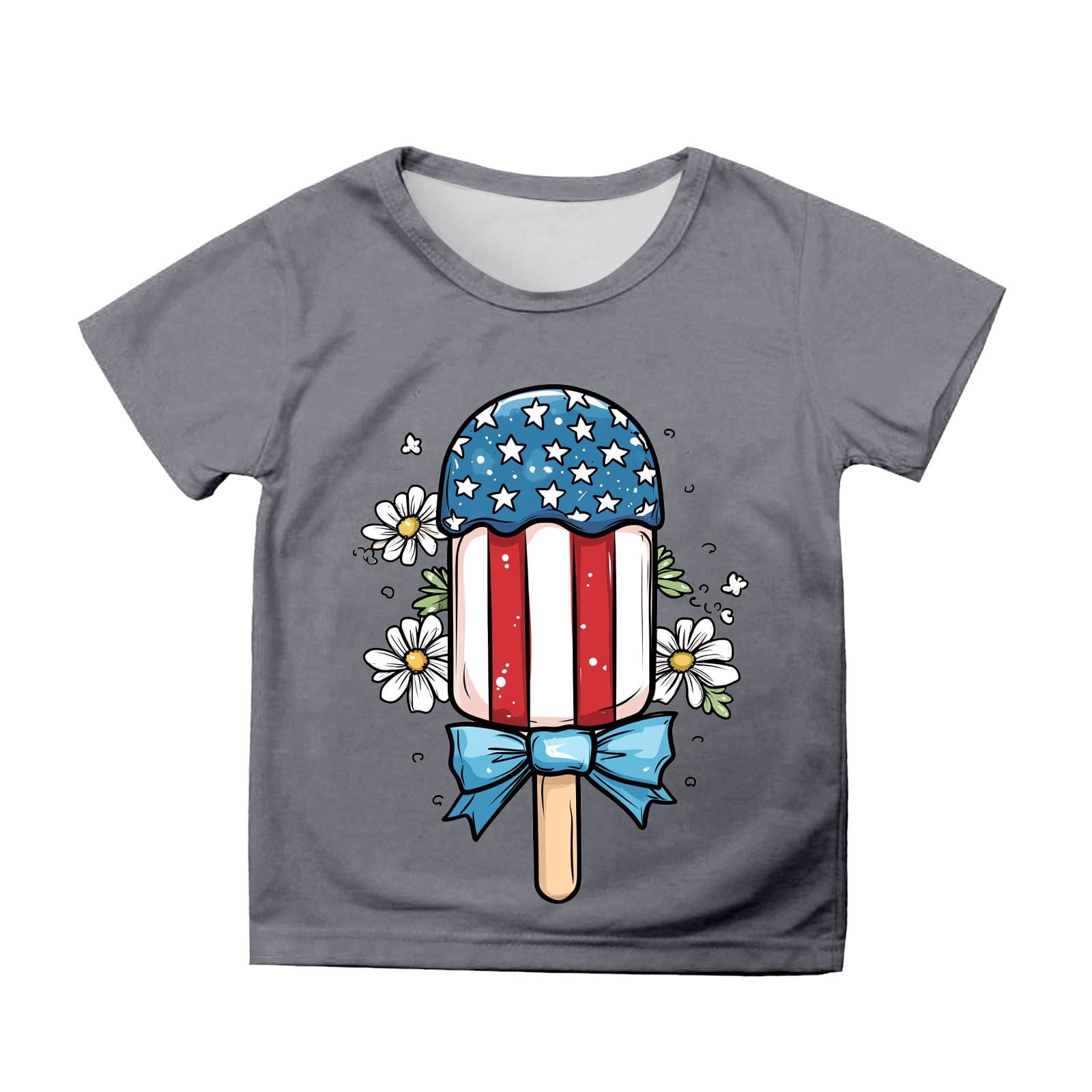 Little Kid Girls Casual Tops Short Sleeve Tee With Independence Day ...