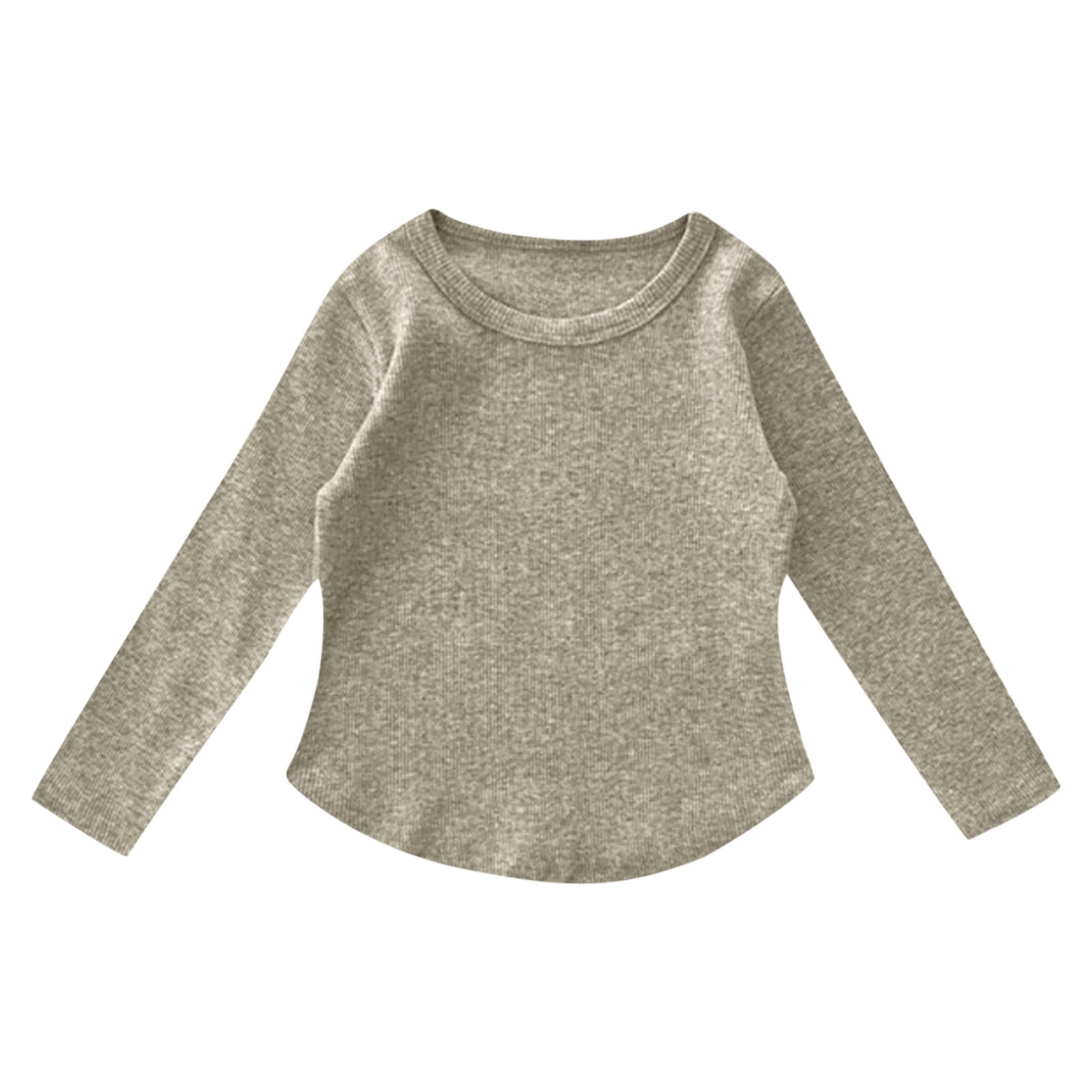 Little Kid Girls Long Sleeve Shirts Kids Arc Hem Side Slit Soft Tunic ...