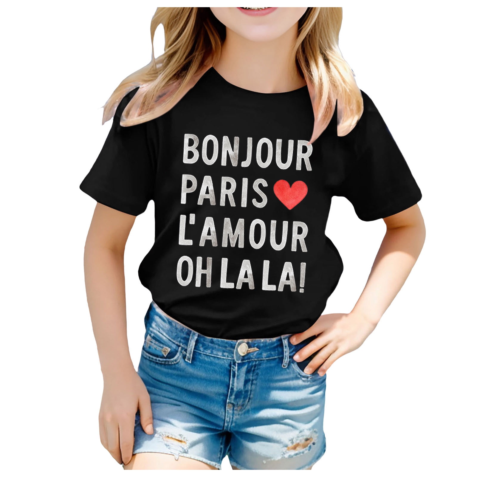 Little Kid Kid Printed Casual Short Sleeve Top T Shirt with Shelf Bra ...