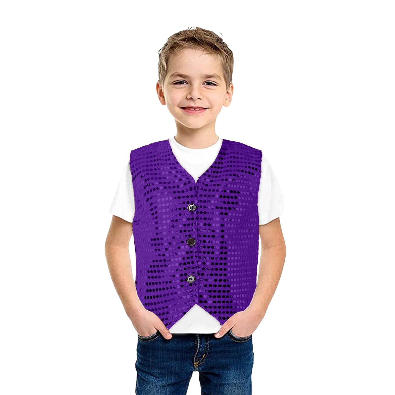 Little Kid Kids Girls Boys Sequins Jazz Hop Street Dance Vest Jacket ...