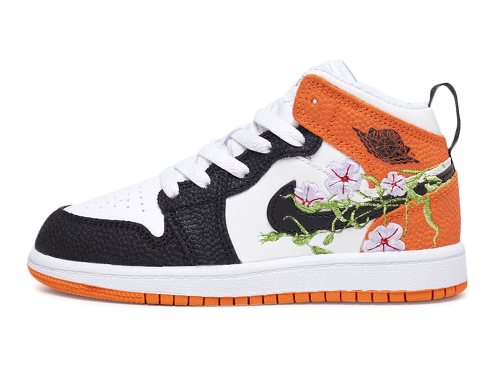 Little Kid's Jordan 1 Mid SE "Bsktbll Blossom" Wht/Blk-Stfsh (DQ8393 ...