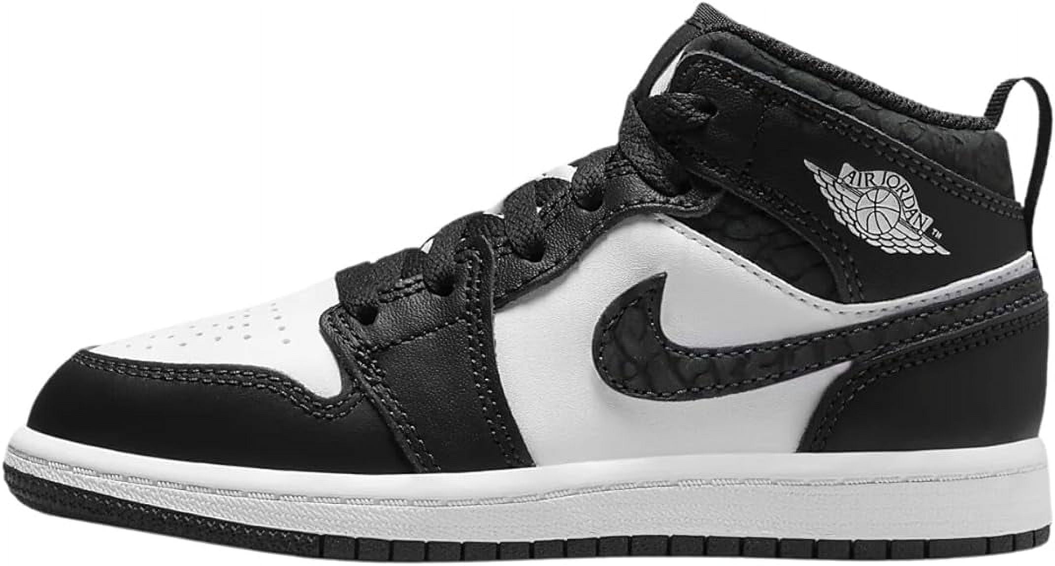 Little Kid's Jordan 1 Mid SE "Panda Elephant" Off Noir/Blk-Wht-Blk ...