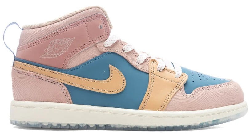 Little Kid's Jordan 1 Mid SS Aegean Storm/Hemp-Pink Oxford (FN7495 400 ...