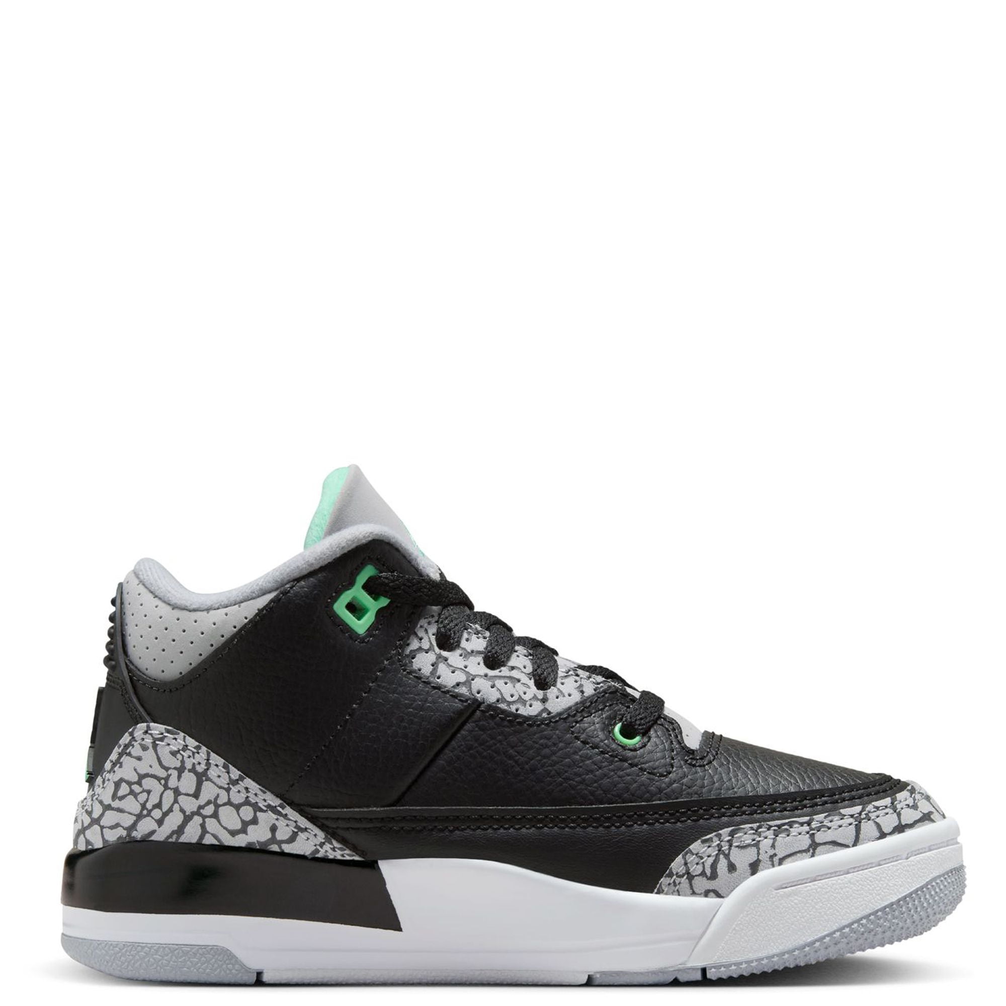 Little Kid's Jordan 3 Retro Black/Green Glow-Wolf Grey (DM0966 031) - 2 ...