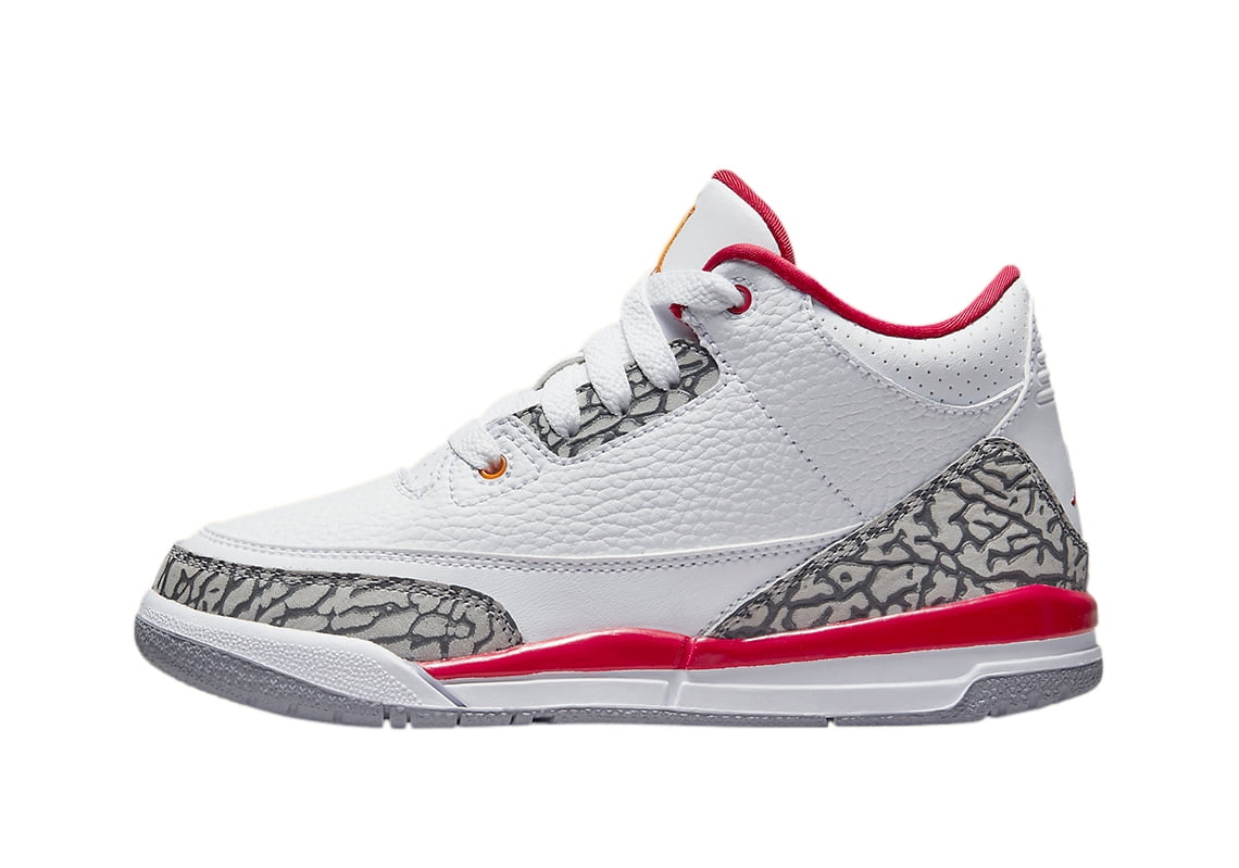 Little Kid's Jordan 3 Retro "Cardinal Red" Wht/Lt Curry-Cardinal Rd ...