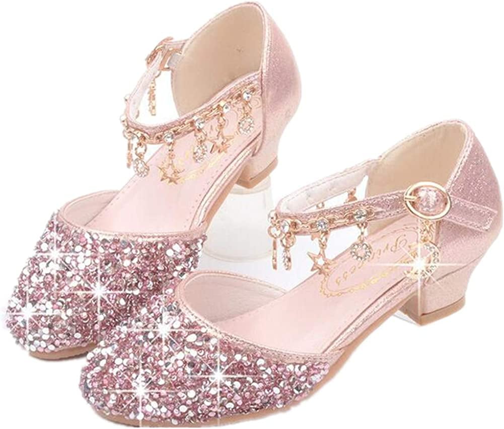 Little Kids Girls Dress Pumps Glitter Sequins Princess Low Heels Mary Jane Party Dance Shoes ...