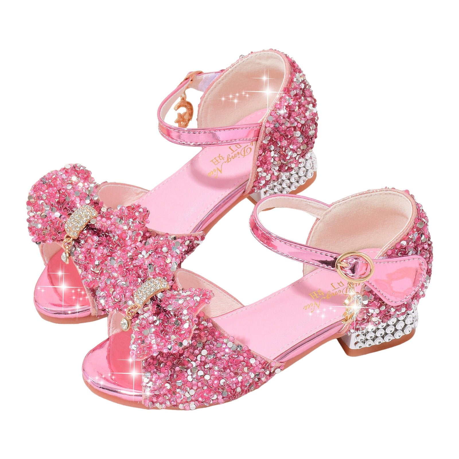 Little Kids Girls Dress Pumps Glitter Sequins Princess Low Heels Princess Dress Shoes Party ...