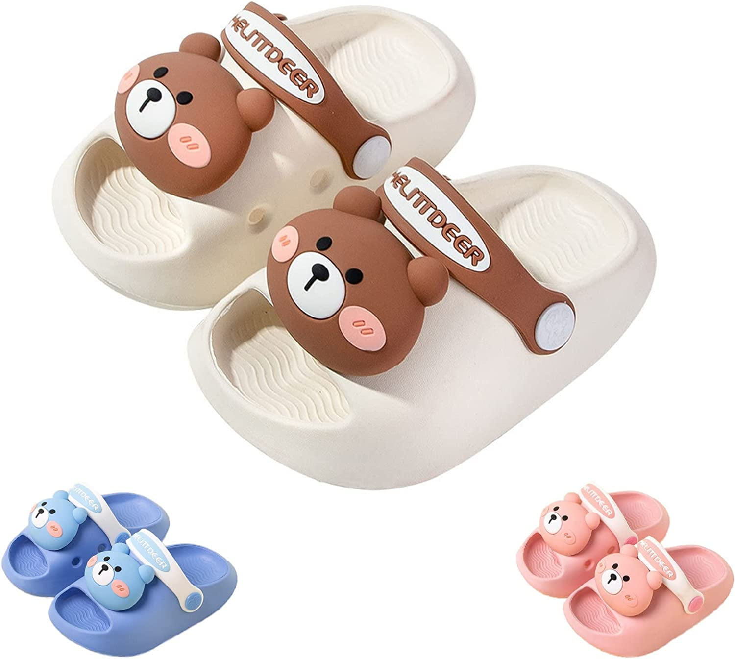 Little Kids Slides Sandals Boys Girls Cute Shower Slippers Non-Slip Novelty Open Toe Sandals ...