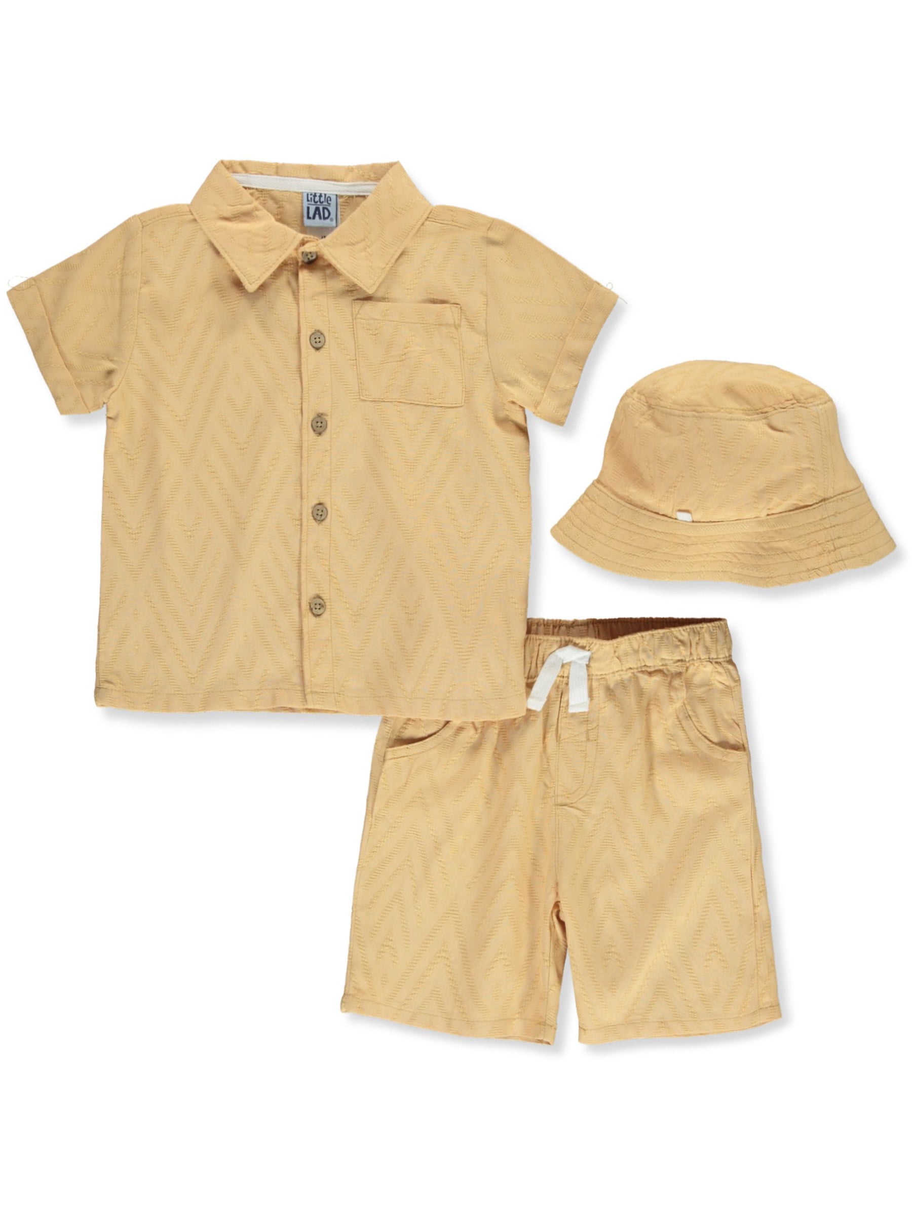 Little Lad Boys' 3-Piece Bucket Hat Shorts Set Outfit - sand, 4t ...