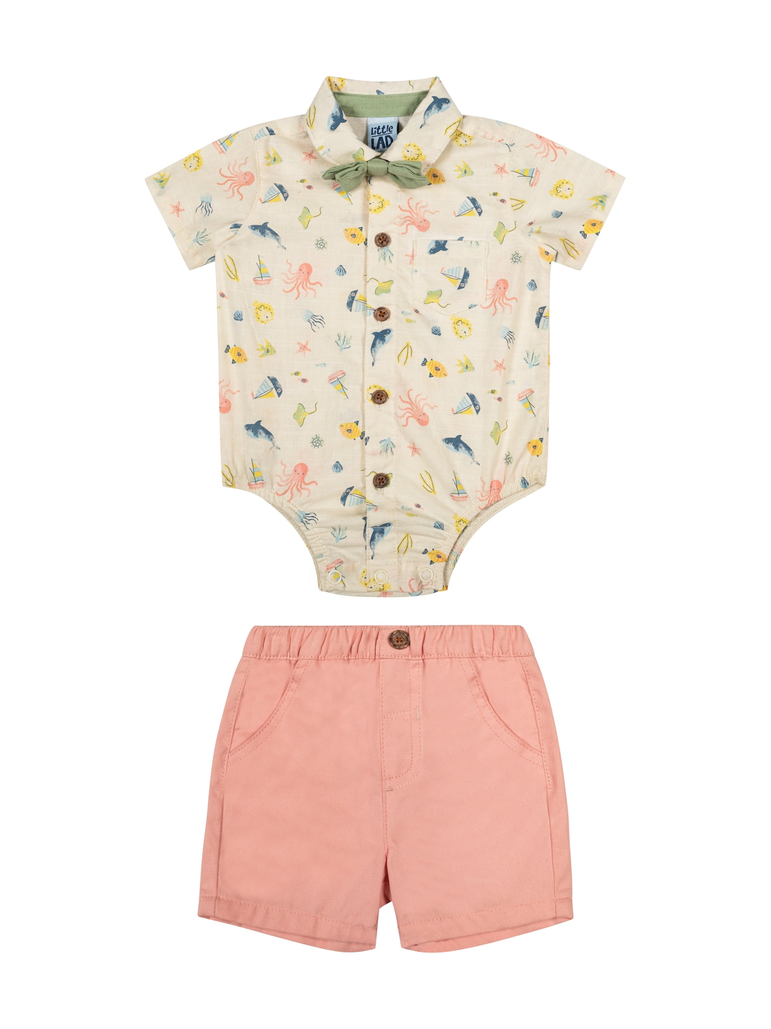 Little Lad Newborn Boys' Short Sleeve Shirt and Short, 2-Piece Set ...