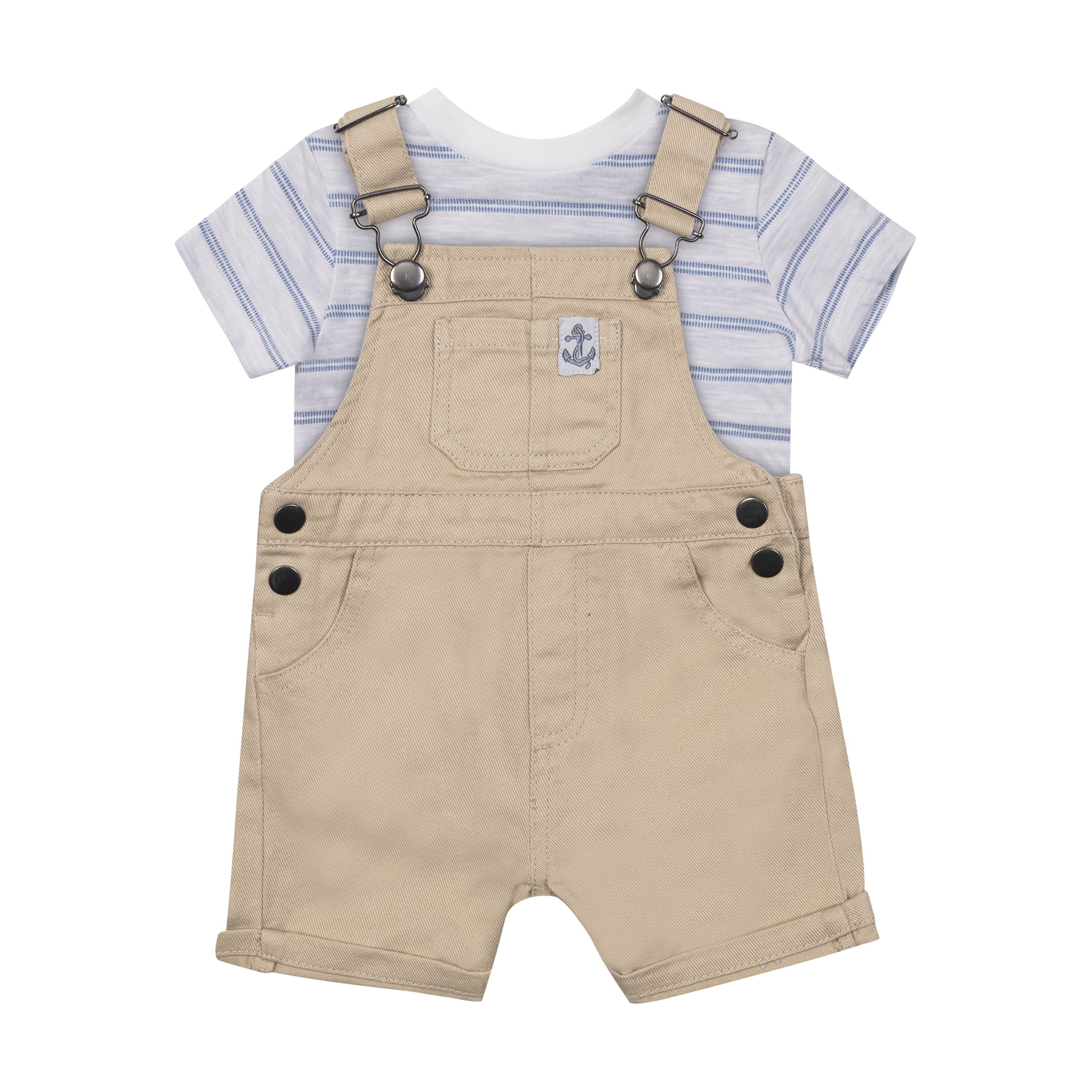 Little Lad Newborn Boys' Woven Shortall, 2-Piece Set, Sizes 0-3M-6-9M ...