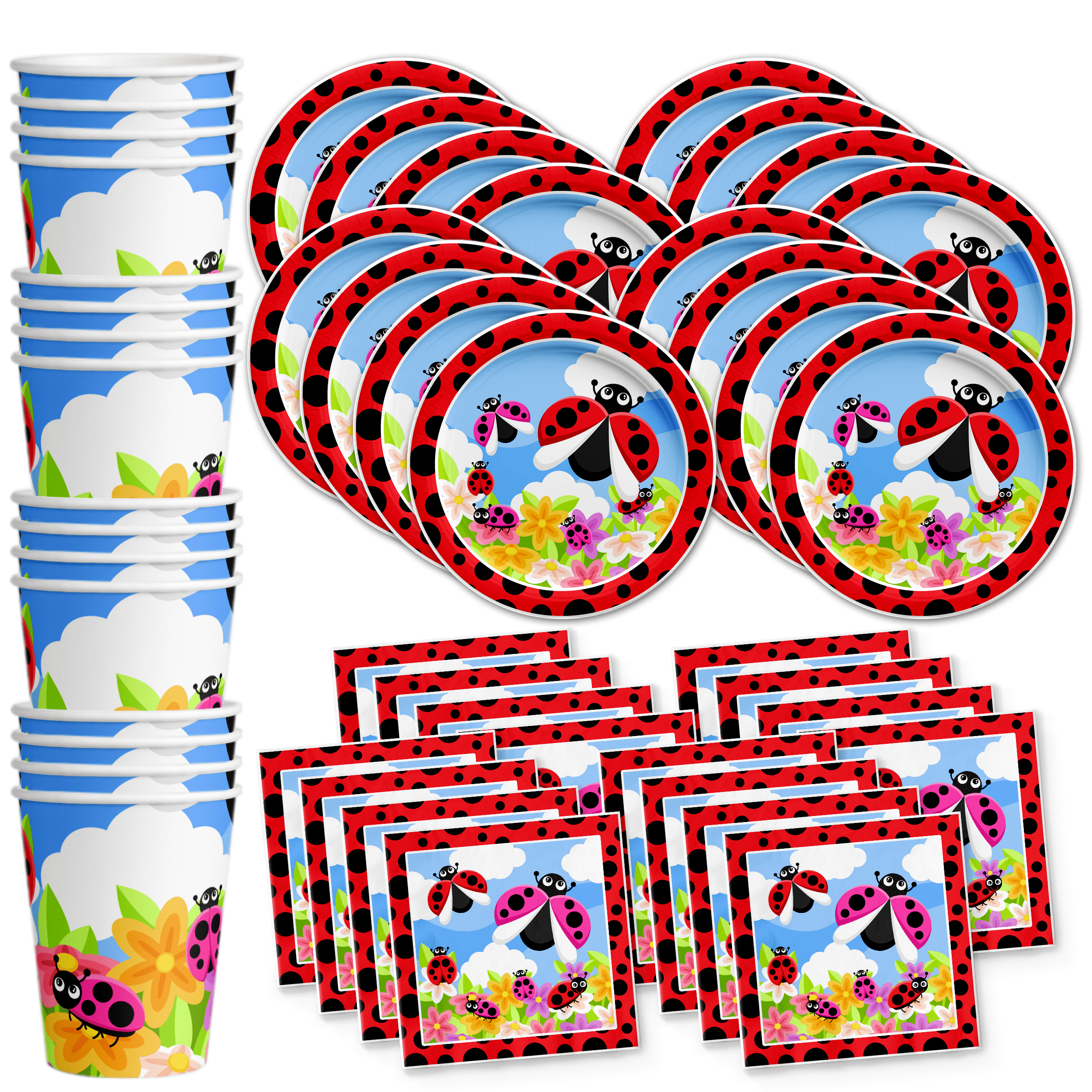 Little Lady Bug Birthday Party Supplies Set Plates Napkins Cups ...