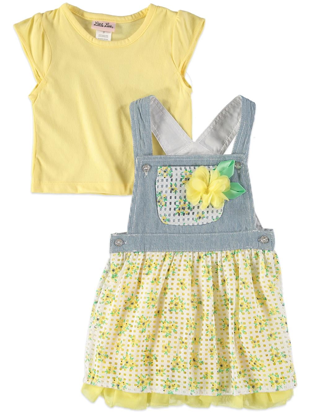 Little Lass Girls 2T-4T Daisy Skirtall Set (Yellow 3T) - Walmart.com
