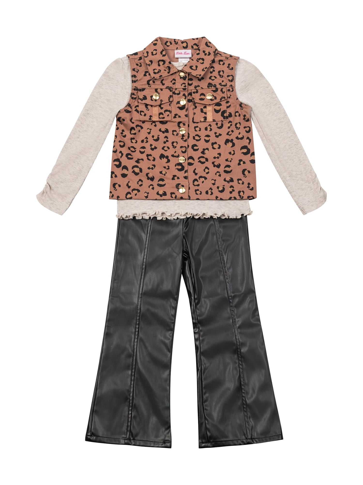Little Lass Toddler Girl Vest, Tee, and Pant 3-Piece Set, Sizes 2T-4T ...