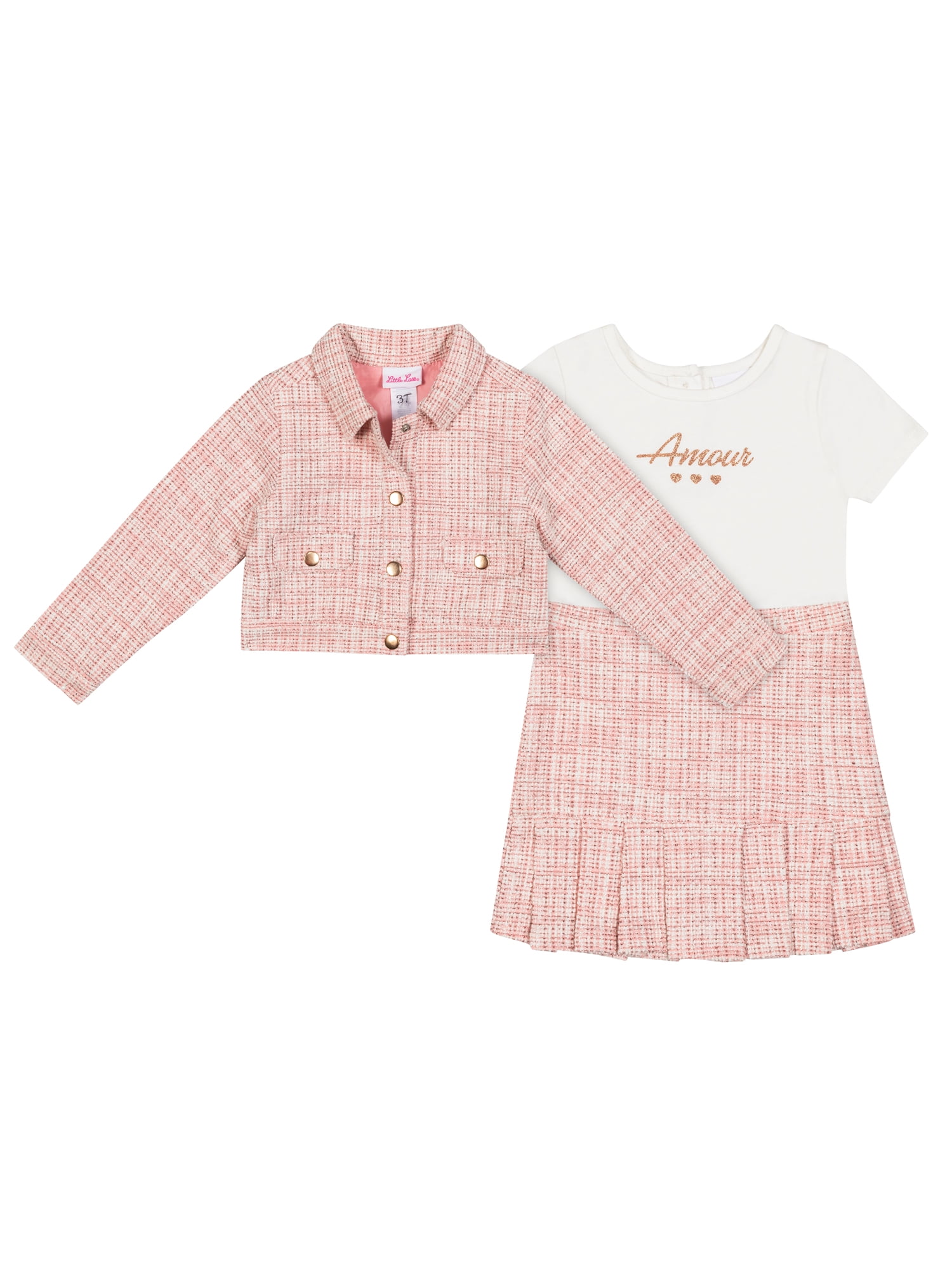 Little Lass Toddler Girls 2-Piece Dress and Jacket Set, Sizes 2T-4T ...