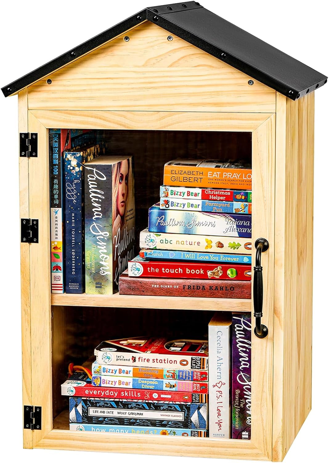 Little Library Box Outdoor, 2-Tier Waterproof Book Exchange Cabinet ...