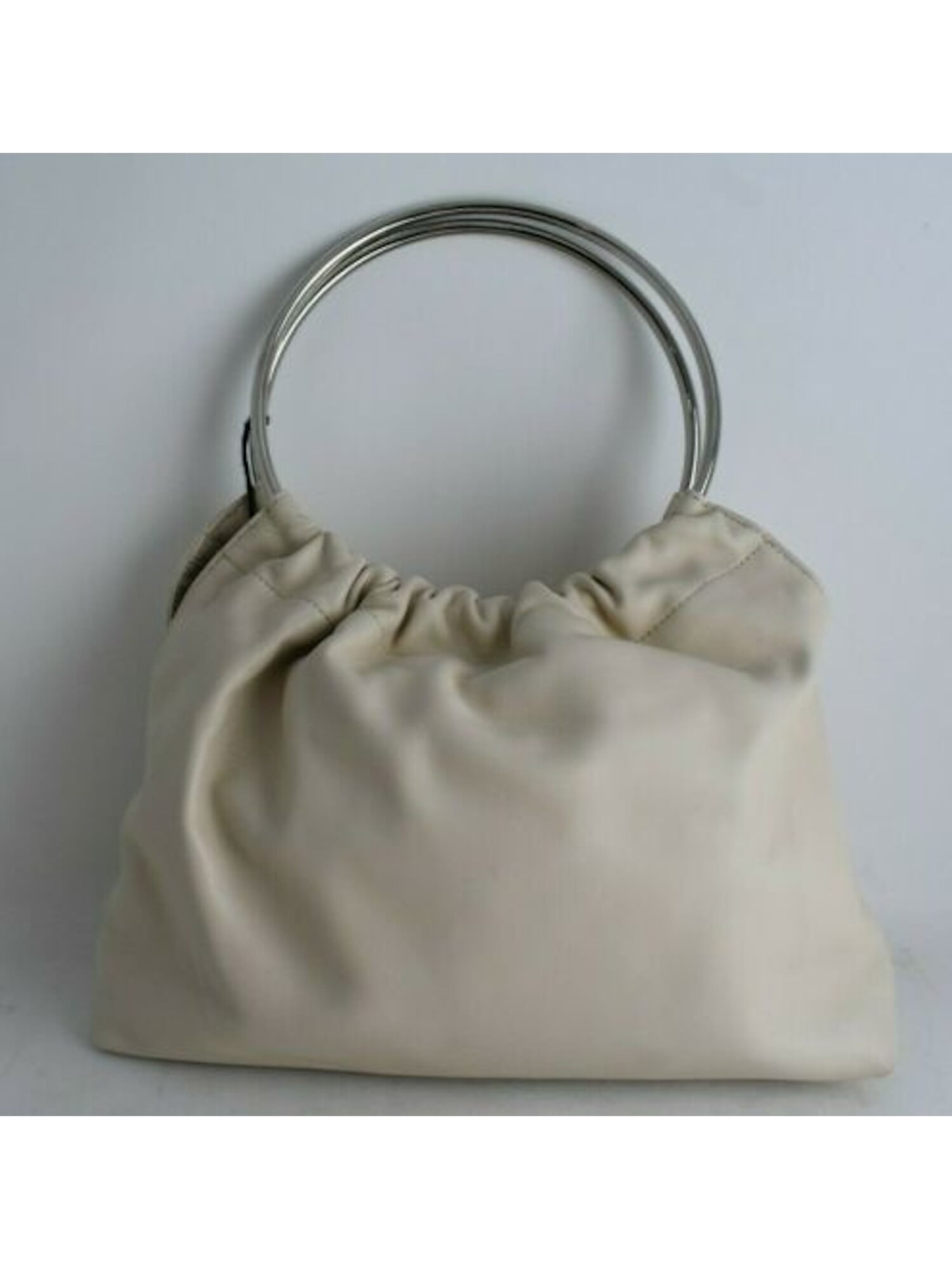 Little Liffner Women's Ivory Leather Double Flat Strap Handbag Purse ...