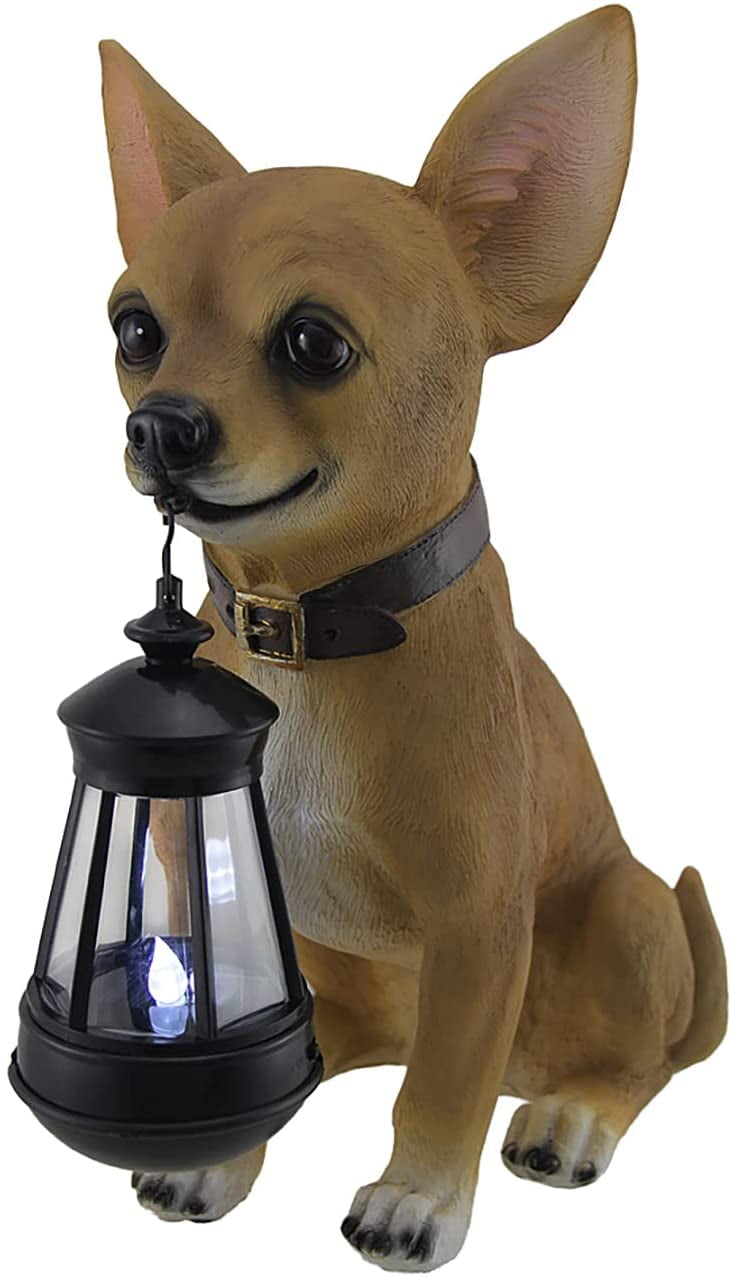 Little Light Keeper: Chihuahua Statue with LED Lantern - Outdoor Decor ...