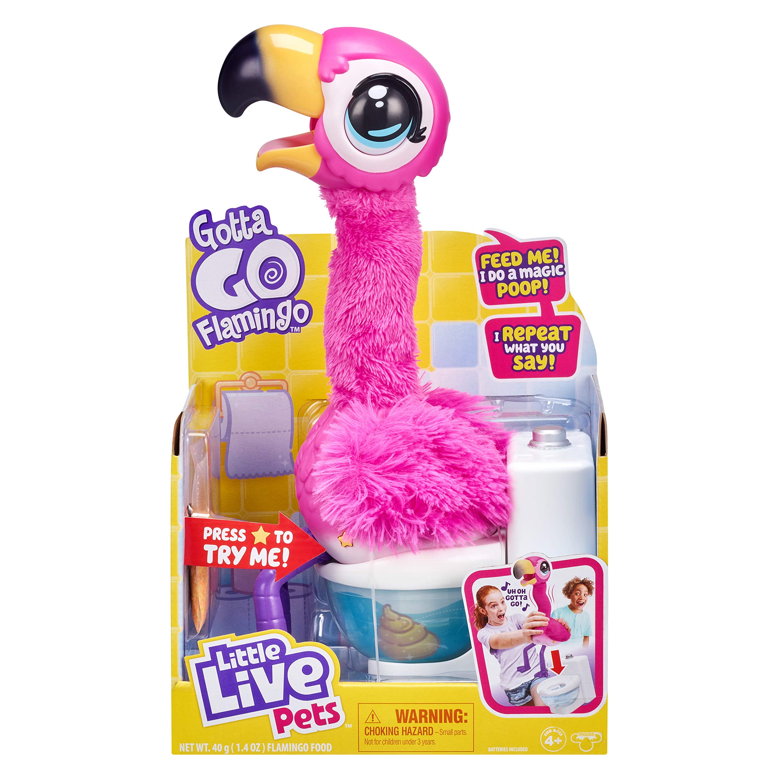 Little Live Pets Gotta Go Flamingo | Interactive Plush Toy That Eats ...