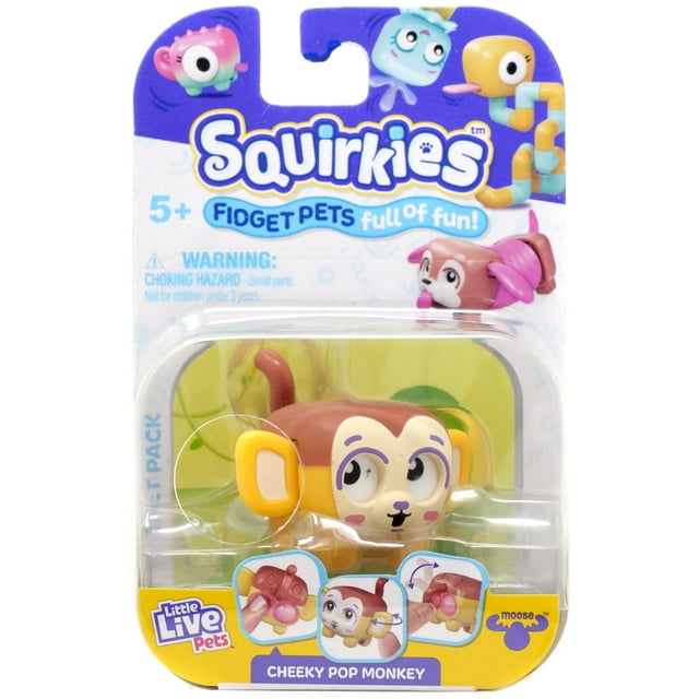 Little Live Pets Squirkies Cheeky Pop Monkey Figure (Yellow / Brown ...