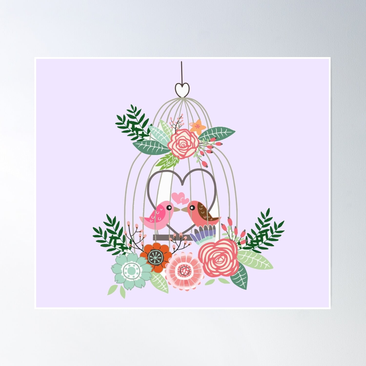 Little Love Birds Poster Wall Art, Modern Wall Decor, 8x12 UNFRAMED ...