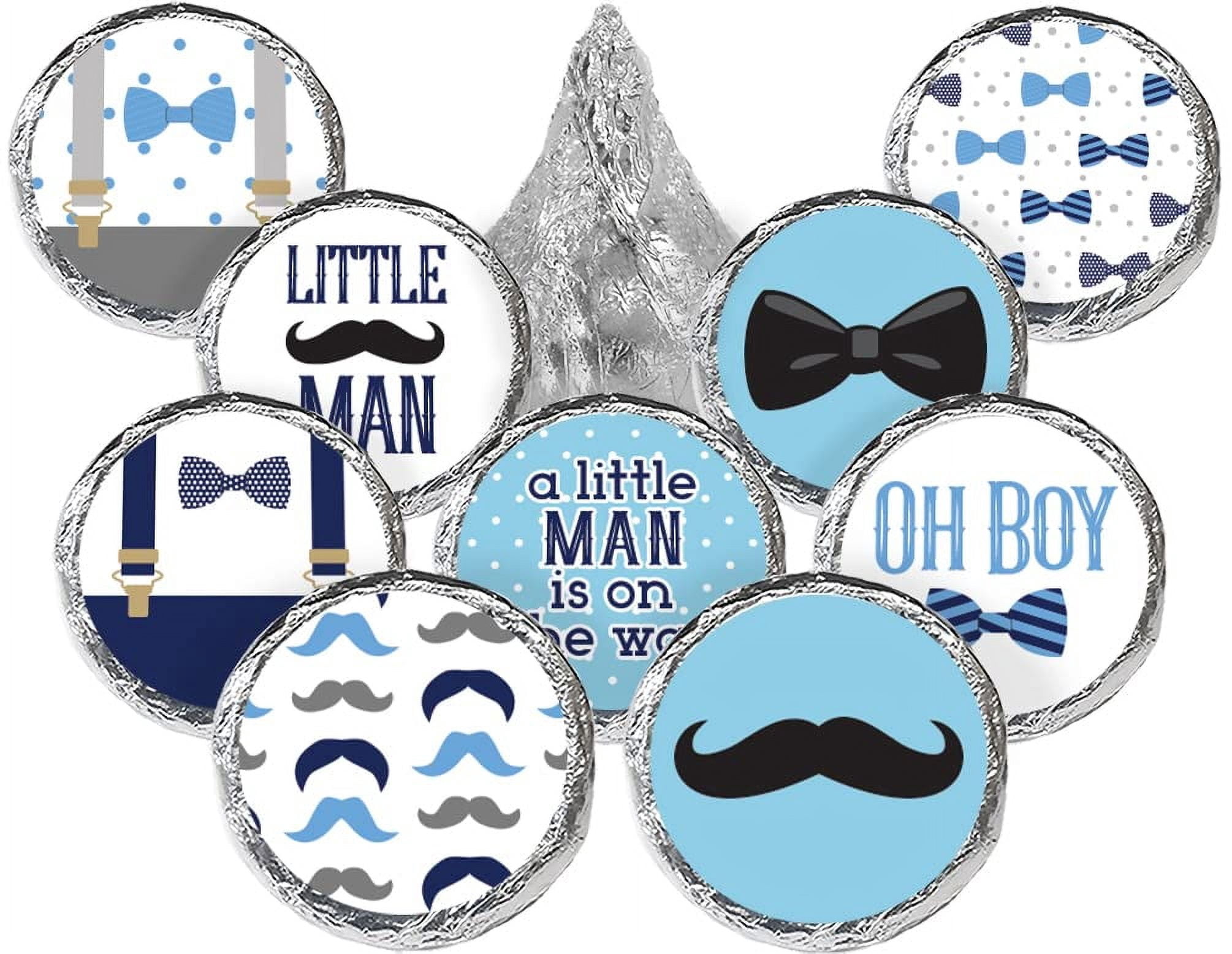 Little Man Baby Shower OIF8 Favor Stickers, It's a Boy Chocolate Kisses ...