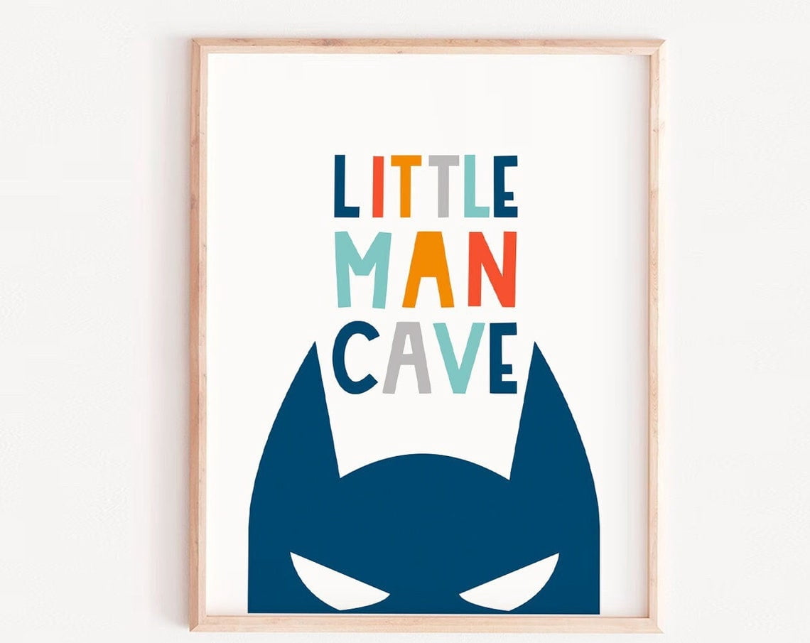 Little Man Cave, Boys Nursery Print, Blue Playroom Poster, Nursery ...