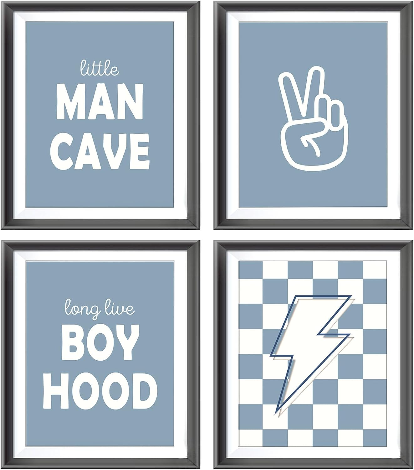 Little Man Cave Retro Preppy Checkered Lightning Peace Sign Long Live ...