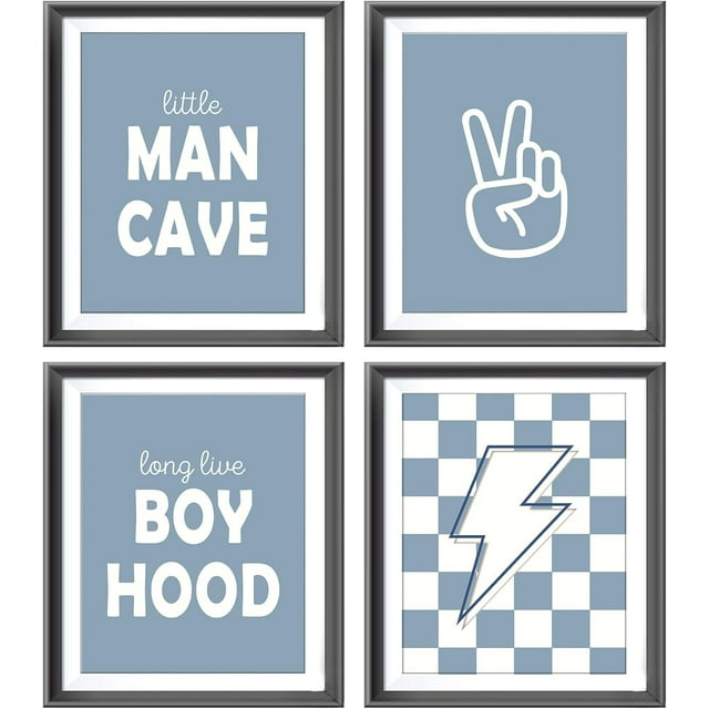 Little Man Cave Retro Preppy Checkered Lightning Peace Sign Long Live ...