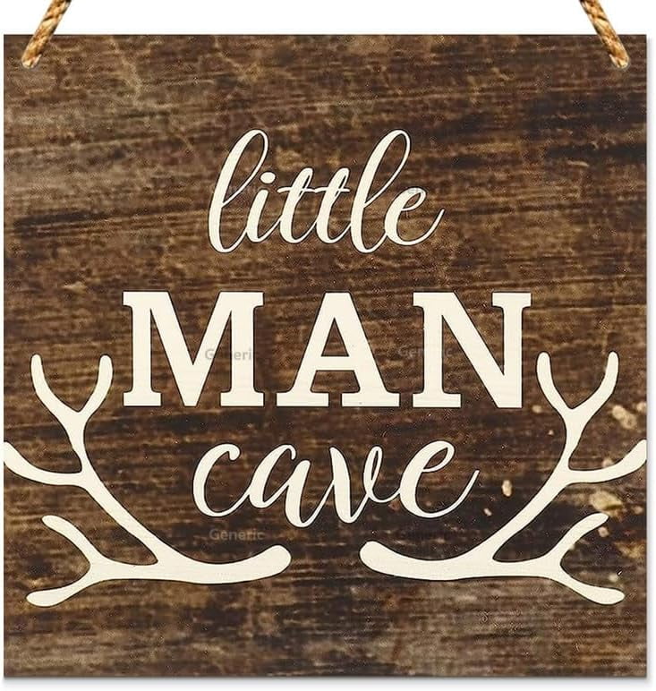 Little Man Cave Wood Sign Decor Home Vintage Little Man Cave Antlers ...