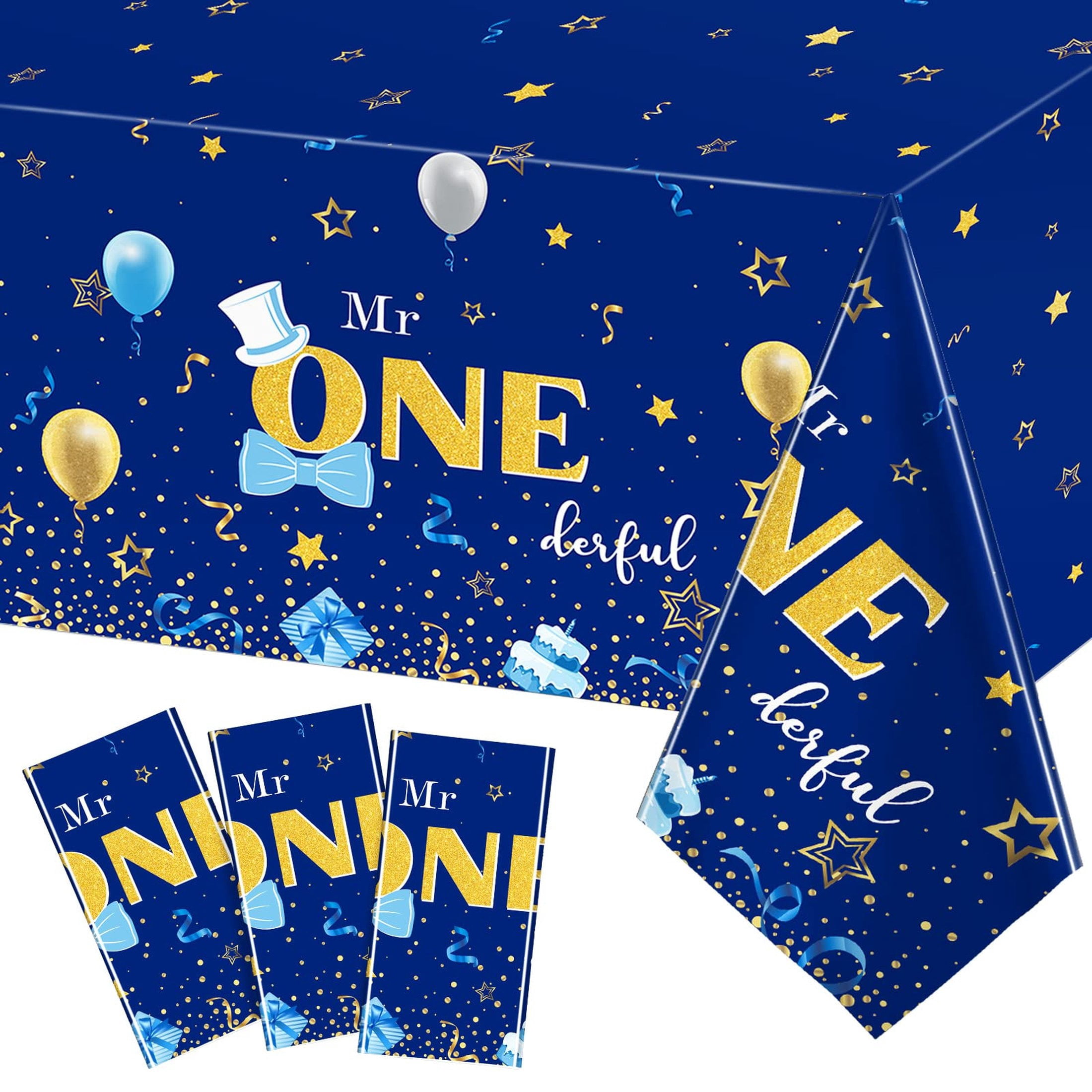 Little Man Party Tablecloths - Set of 3 | Boy 1st Birthday Table Cover ...