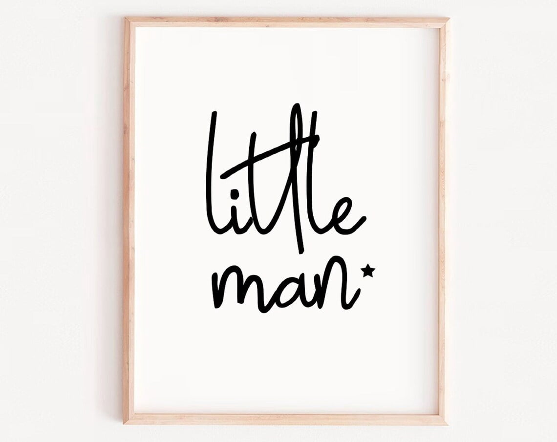 Little Man Print -- Childrens Art - Nursery - Stars - Black And White ...