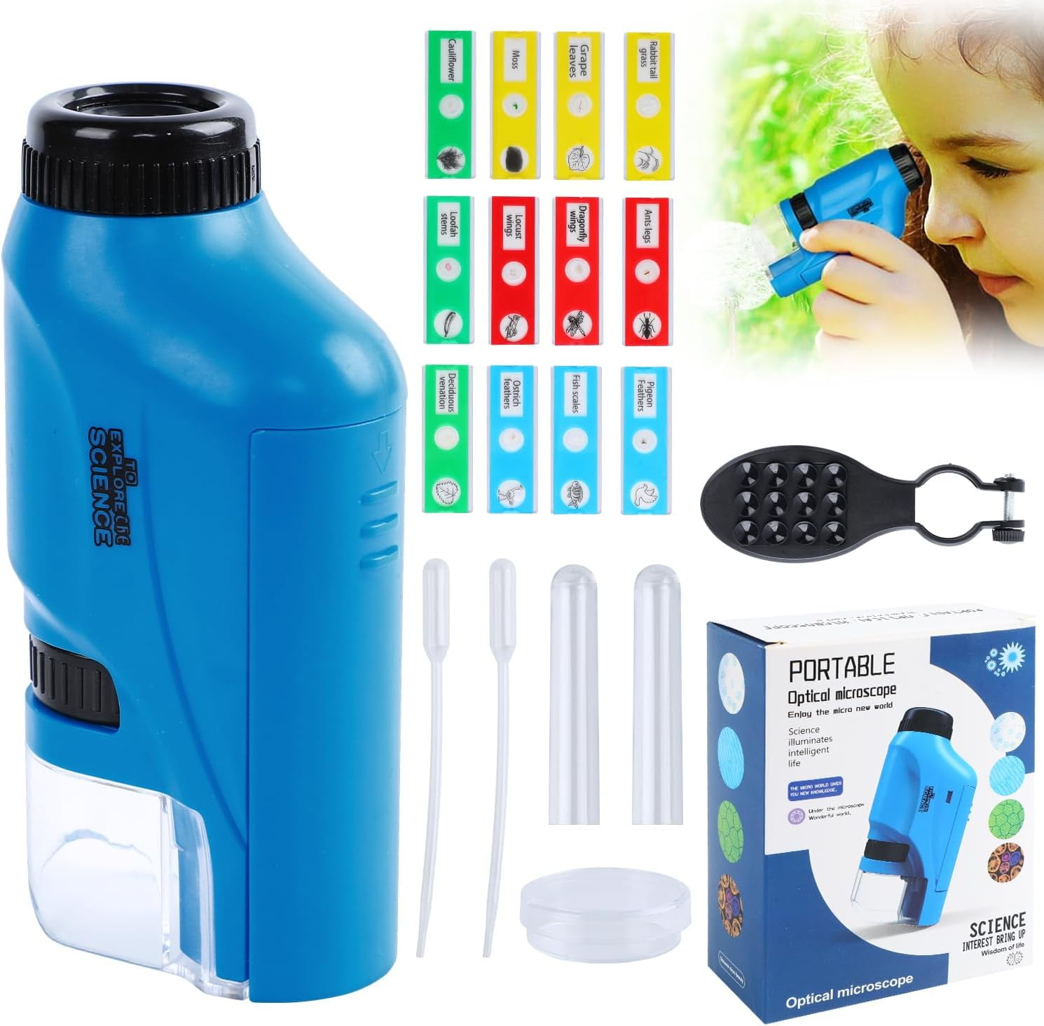 Little Marvin Portable Mini Microscope with LED Light - Blue Kid's ...