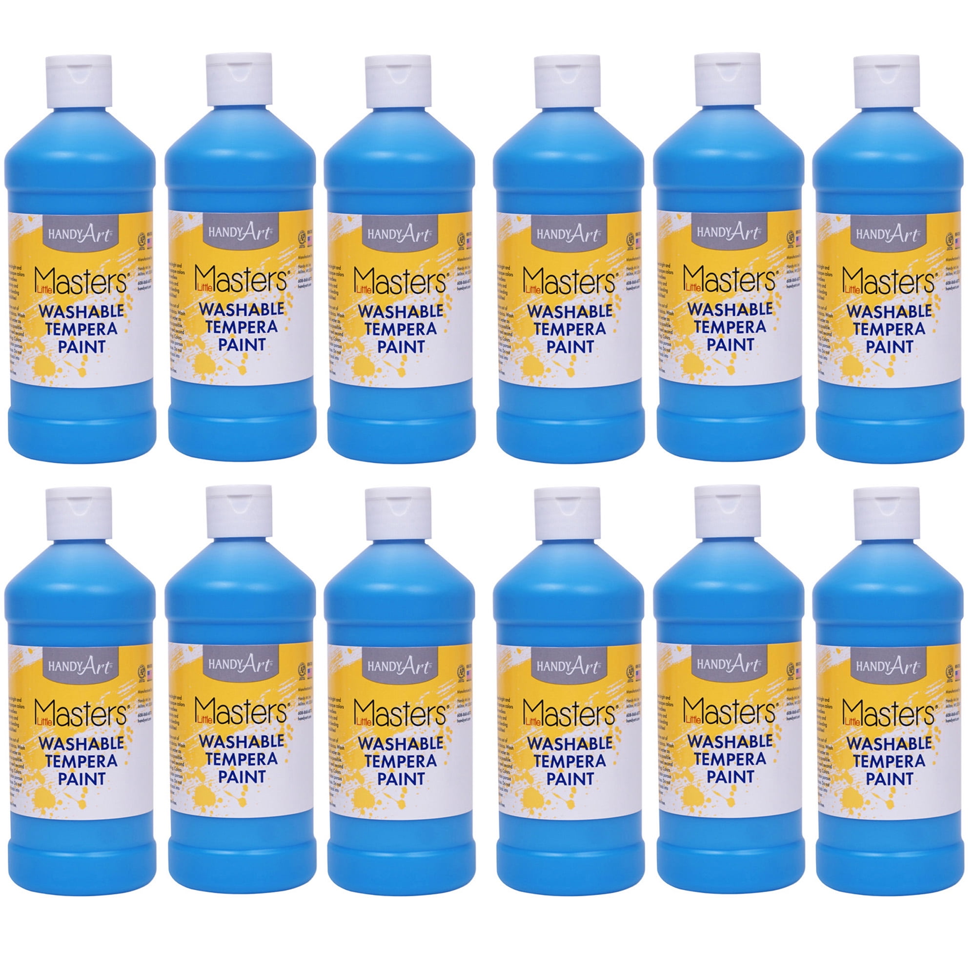 Little Masters® Washable Tempera Paint, Pint, Light Blue, Pack of 12 ...