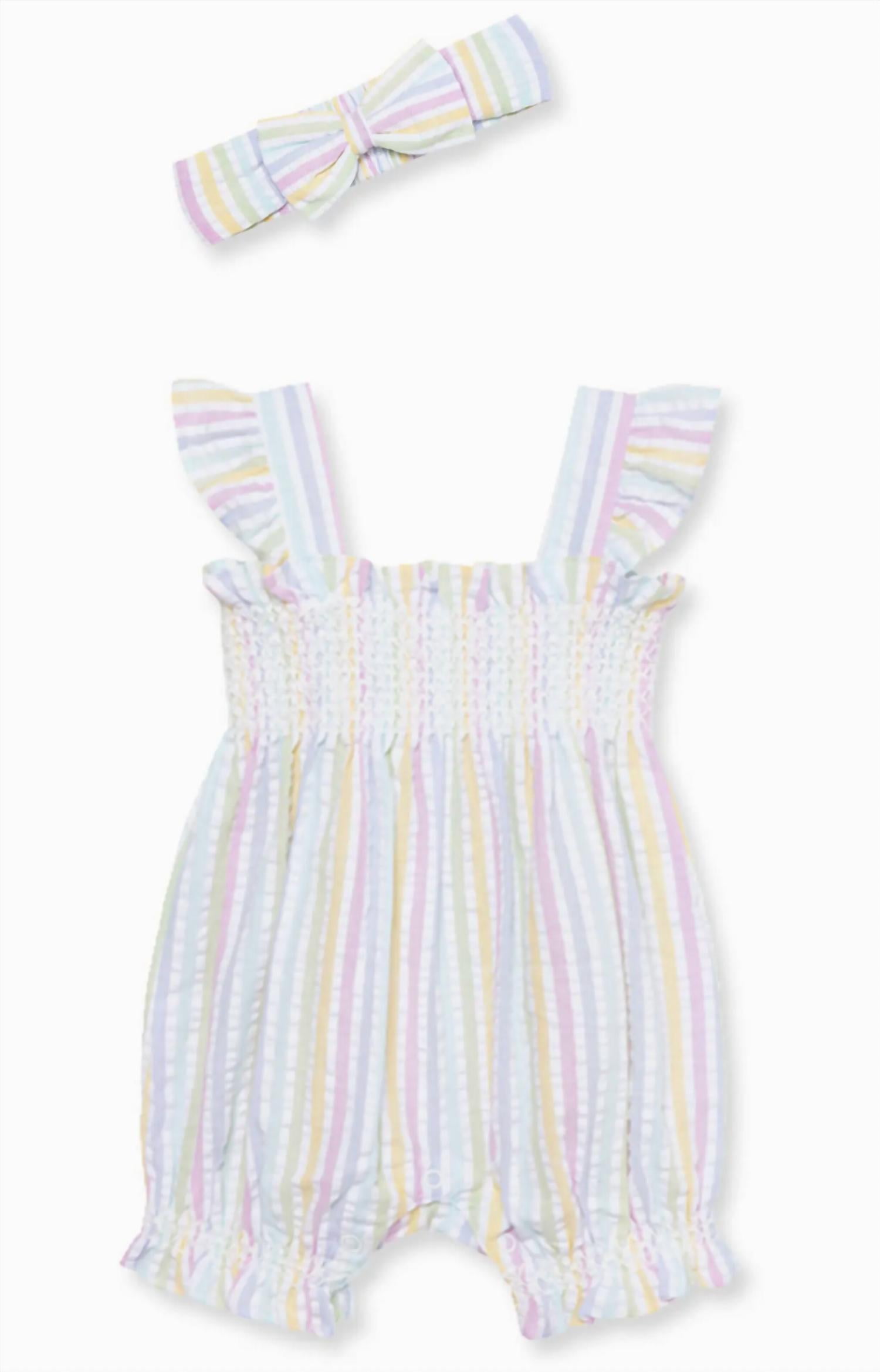 Little Me Kids Seersucker Romber And Headband Set - Walmart.com